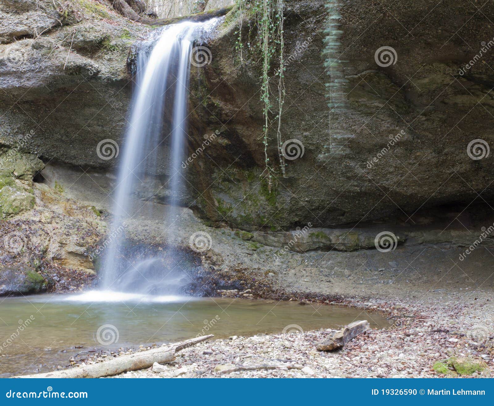 Small forest waterfall stock photo. Image of covered - 19326590