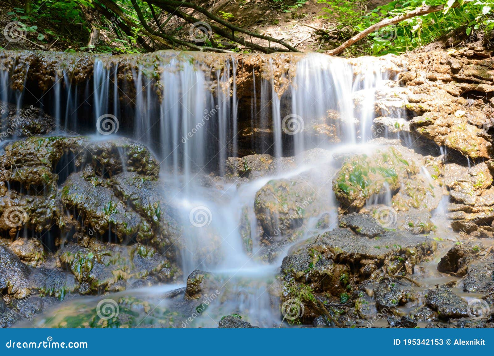 Small Forest Waterfall on a Sunny Day Stock Image - Image of outdoor ...