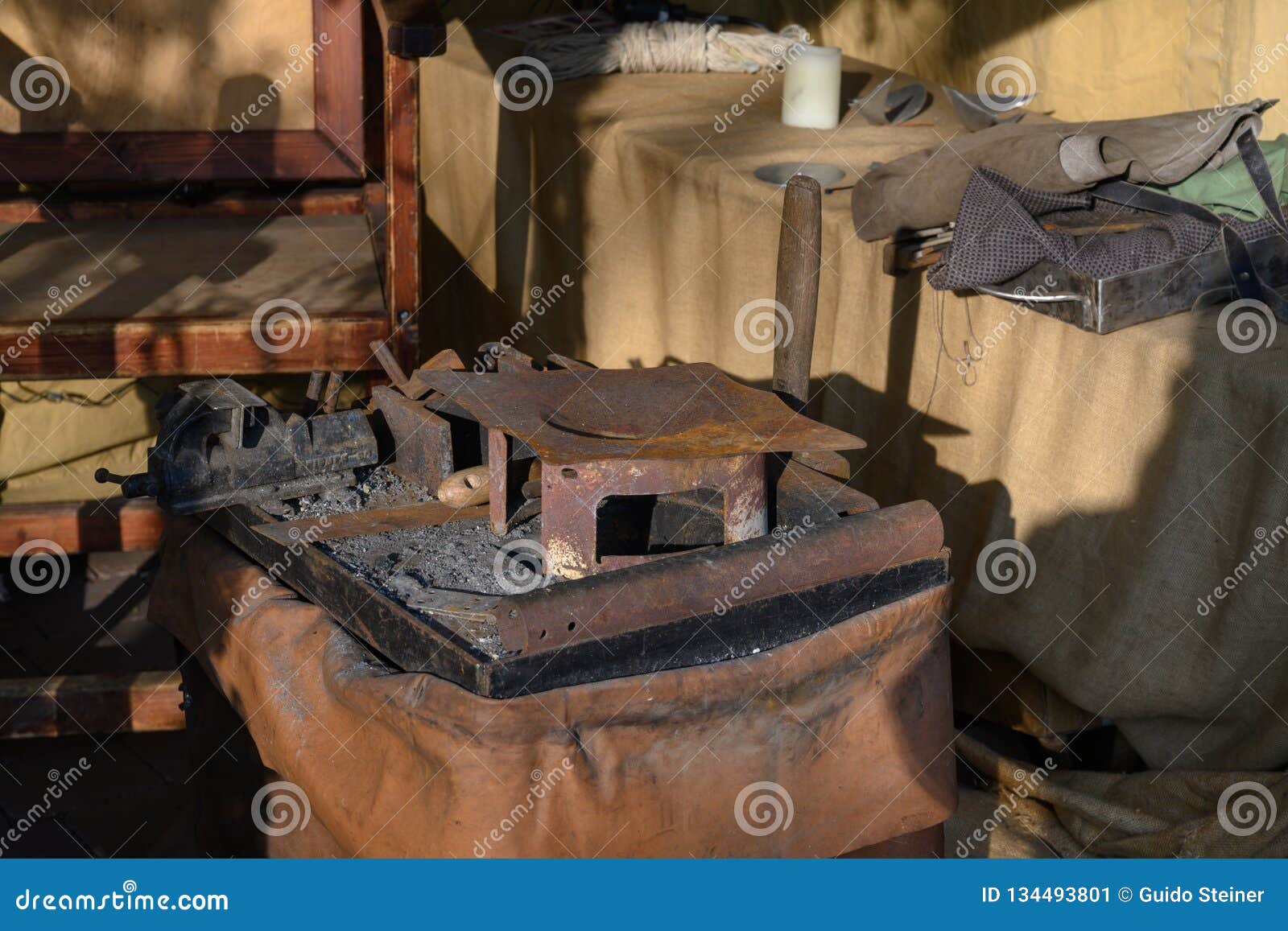 A Small Forge on a Medieval Market Stall Stock Image - Image of ...