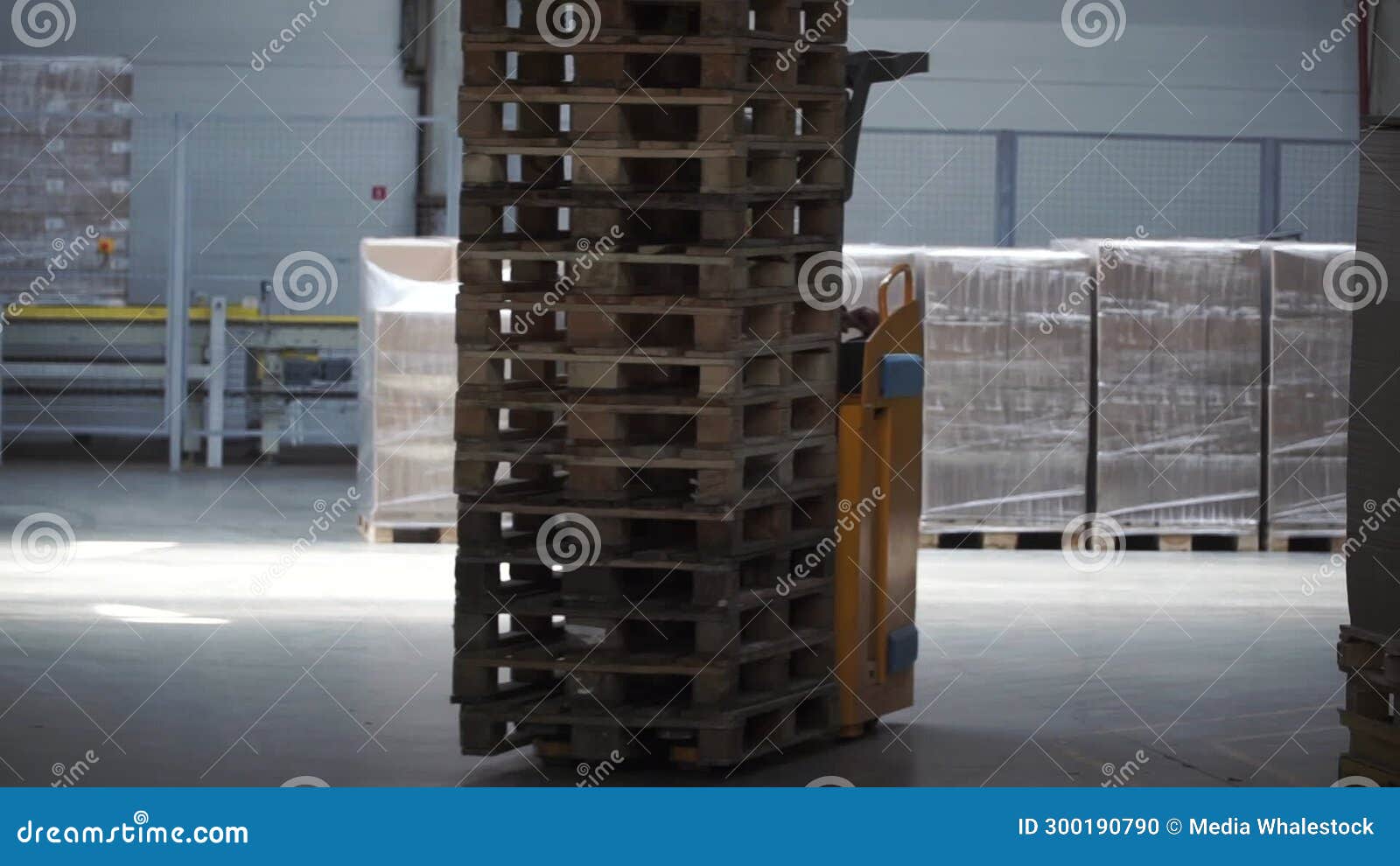 The Small Forklift Goes Inside the Warehouse. Clip Stock Footage ...