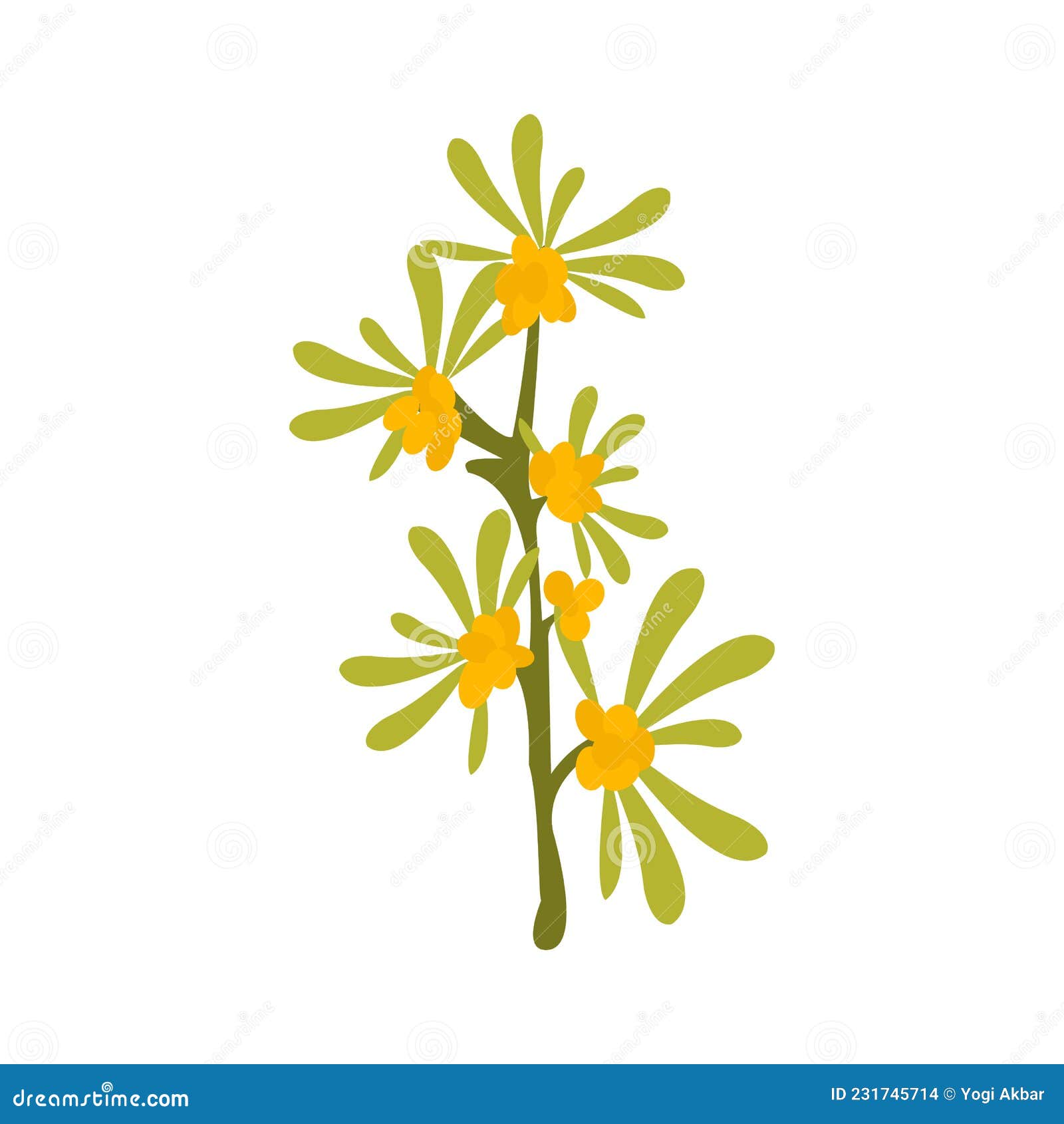 Small Forsythia Tree Branch with Fresh Yellow Vector Image, with Vector ...