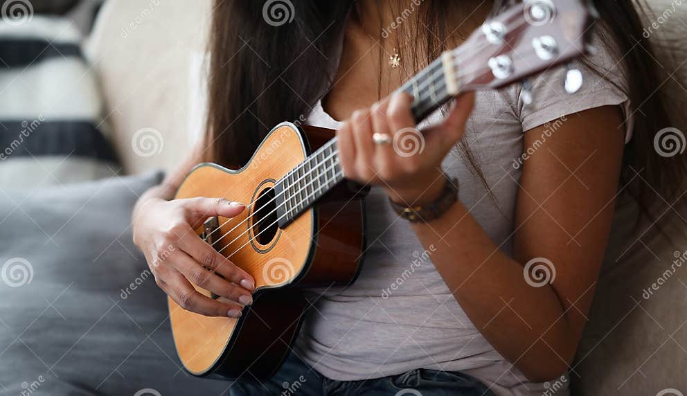 Small Four-stringed Guitar of Hawaiian Origin Stock Photo - Image of ...