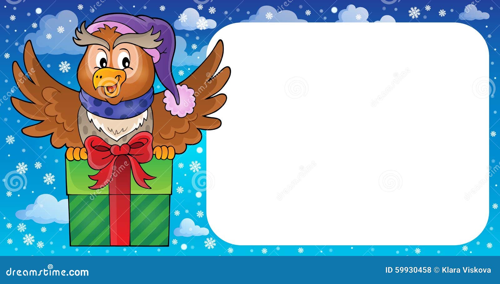 Small Frame with Owl and Gift Stock Vector - Illustration of package ...