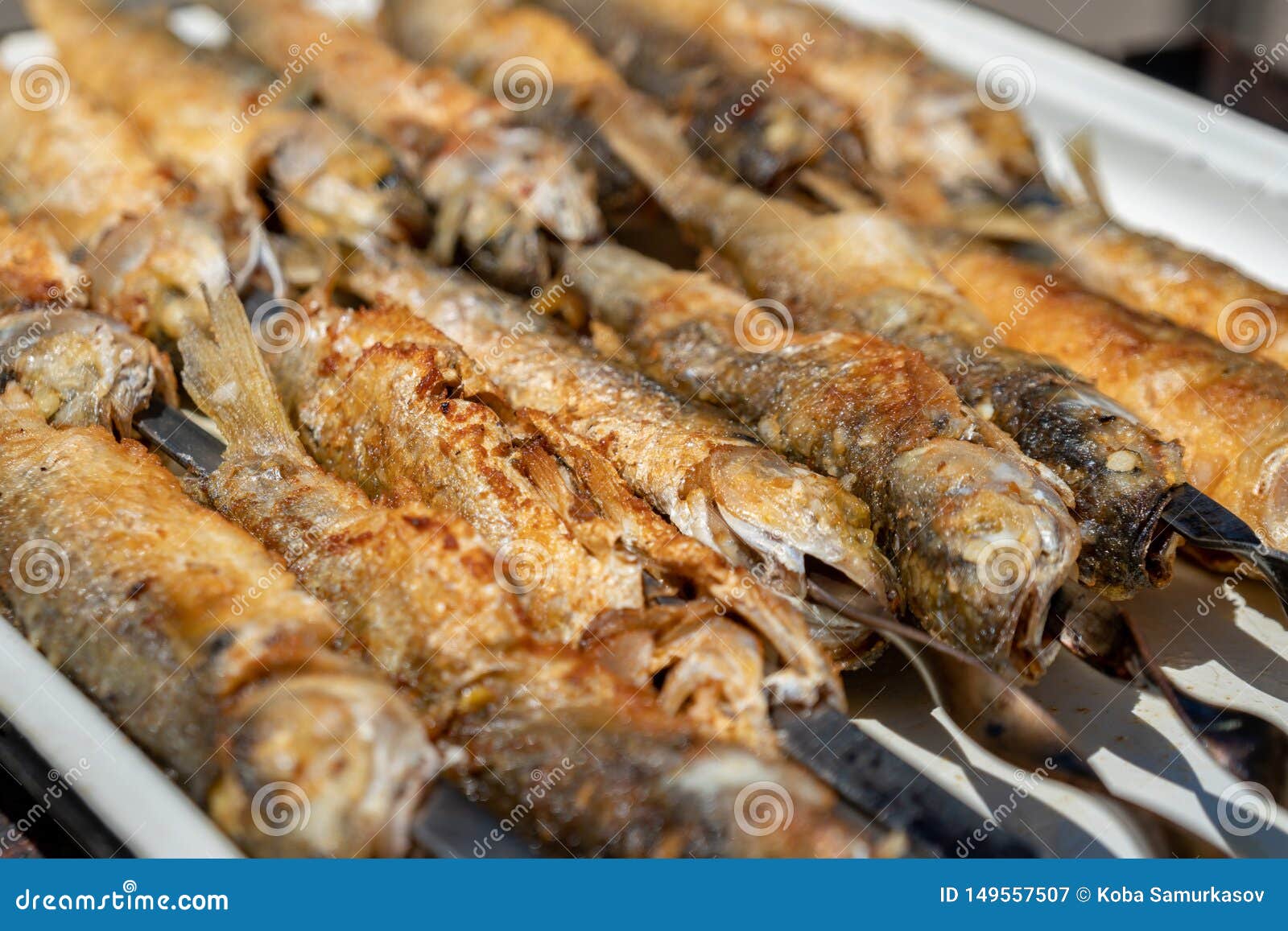 Small Fried Fish Appetizer on the Sticks Stock Image - Image of fast ...
