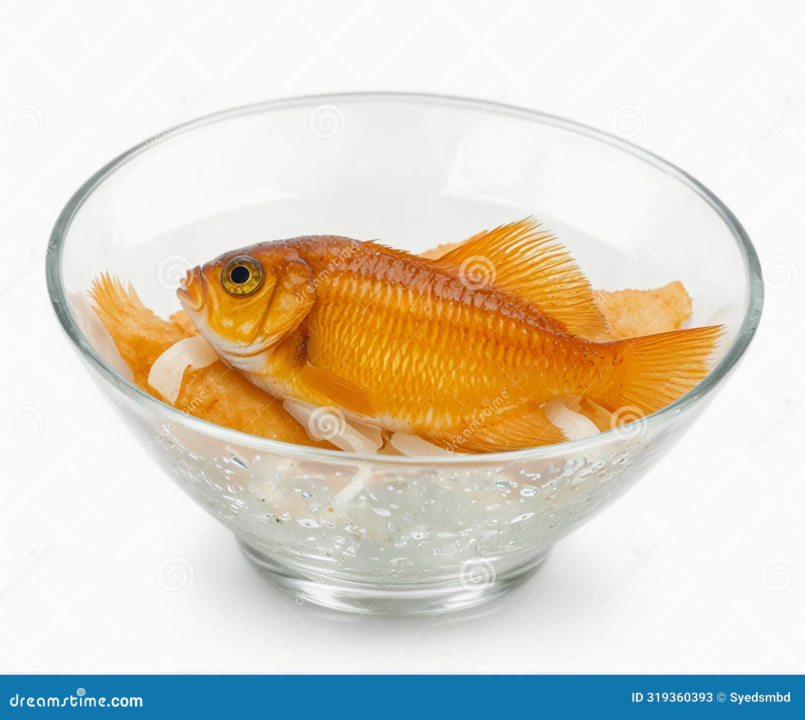 Small Fried Fish in the Bowl, Isolated on White Background Stock ...