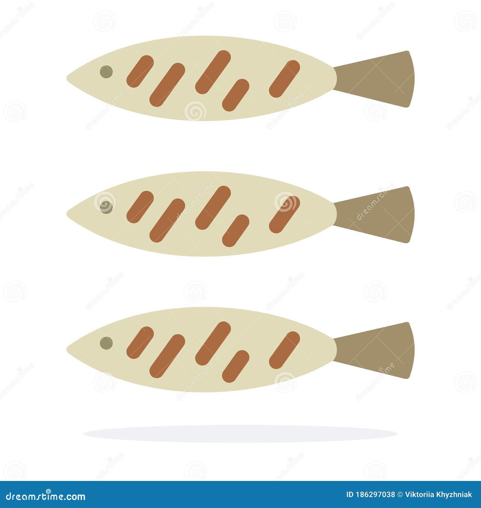 Small Fried Fish on the Grill Vector Flat Isolated Stock Vector ...