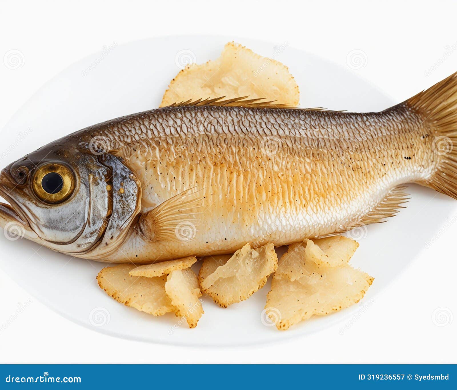 Small Fried Fish, Isolated On White Background Royalty-Free Stock ...