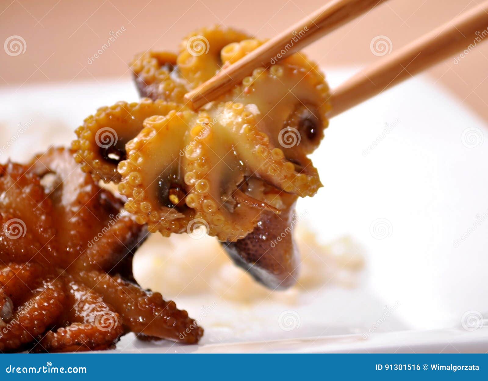 Small Fried, Marinated Octopus. Stock Photo - Image of cuisine, color ...