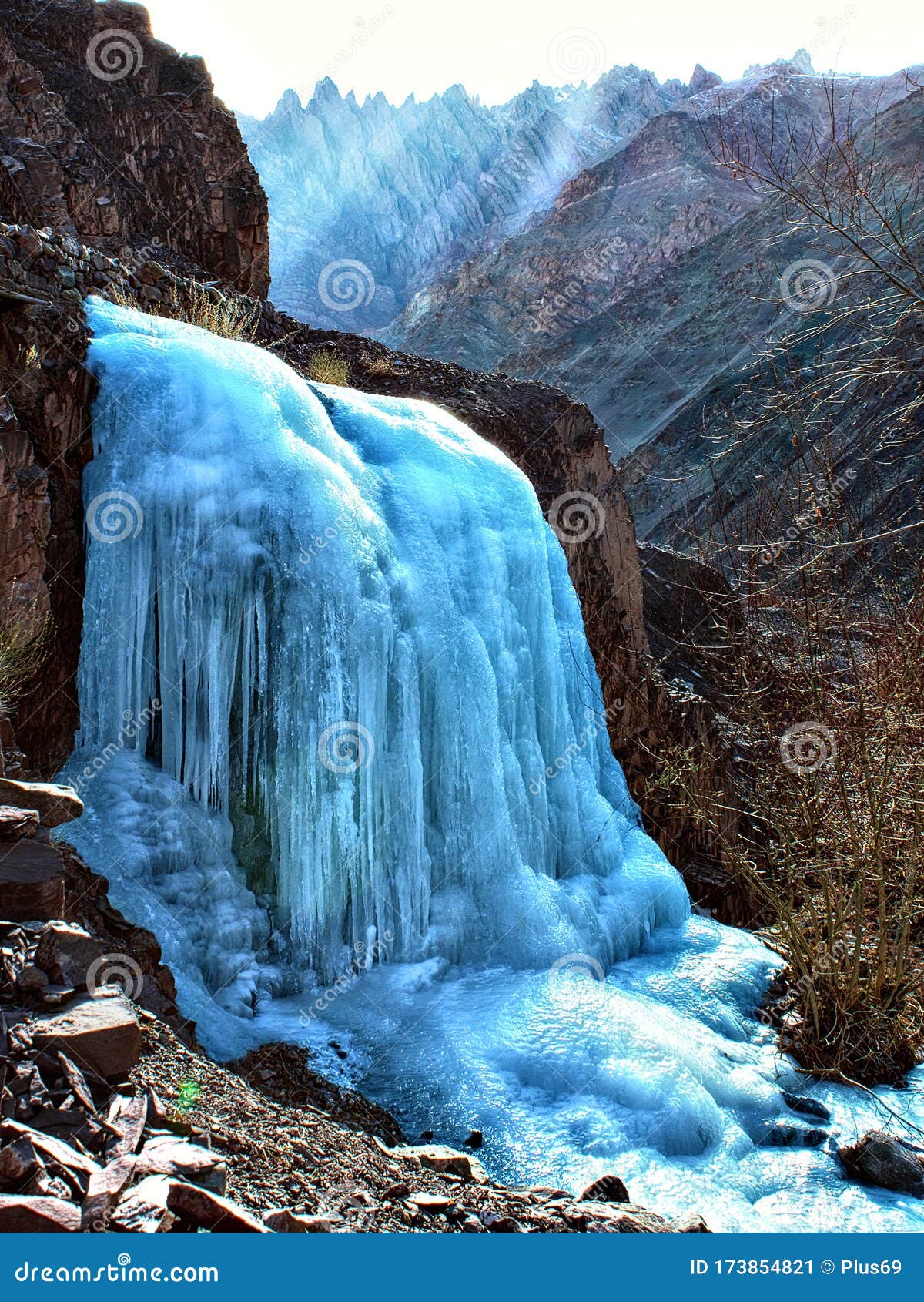 Small Frozen Mountain Waterfall Close-up Stock Image - Image of natural ...