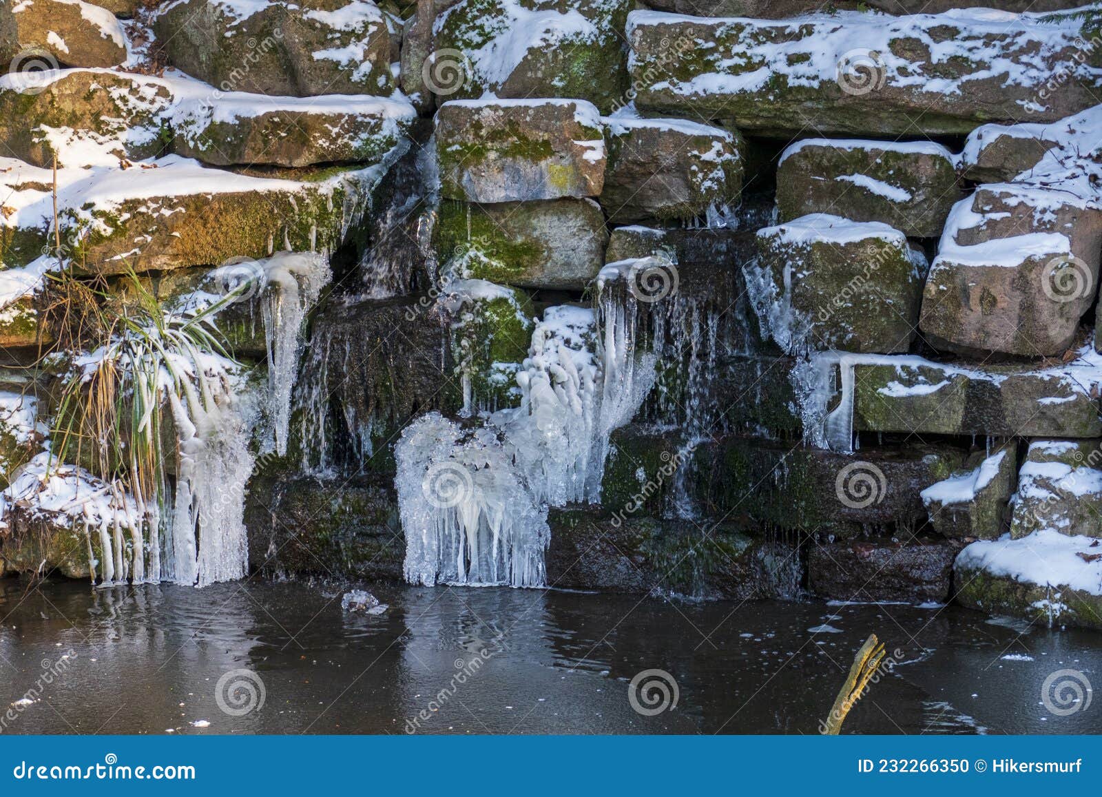 Small Frozen Waterfall at Favorite Castle in Winter Stock Photo - Image ...