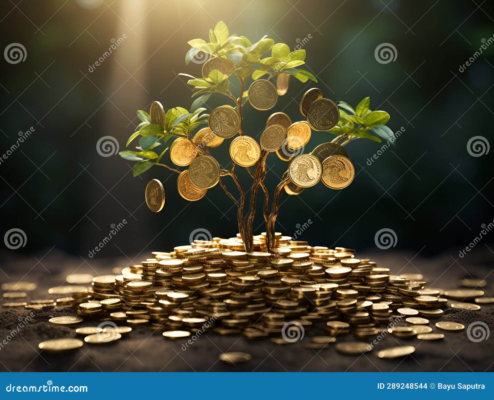 Small Fruit Tree Gold Coin Ai Generative Saving and Investment Concept ...