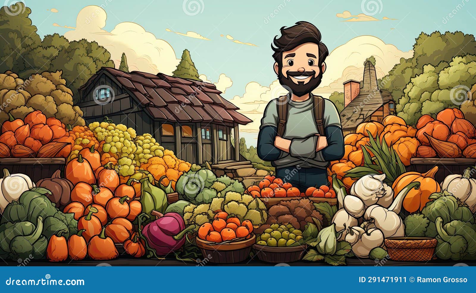 Small Fruit and Vegetable Store in Comic or Cartoon Style for ...