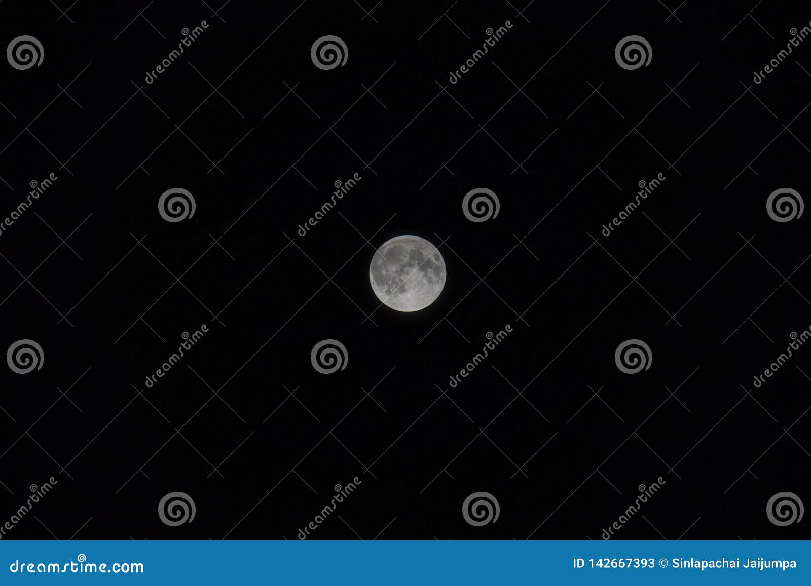 Small Full Moon with Black Sky at Night Time Stock Image - Image of ...