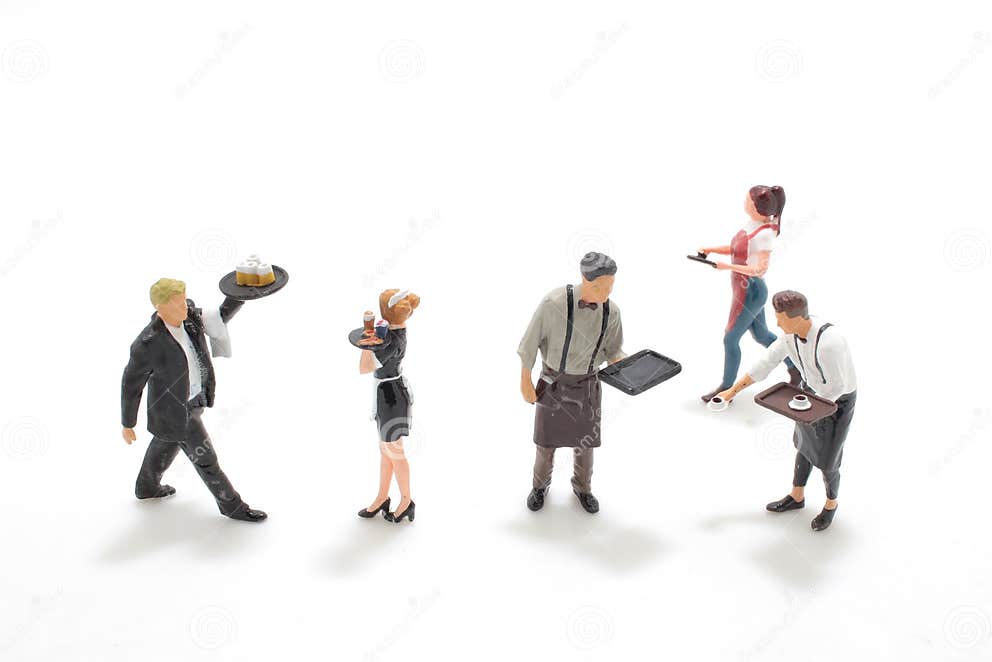 A Small of Fun Waiter Figure on Board Stock Image - Image of party ...