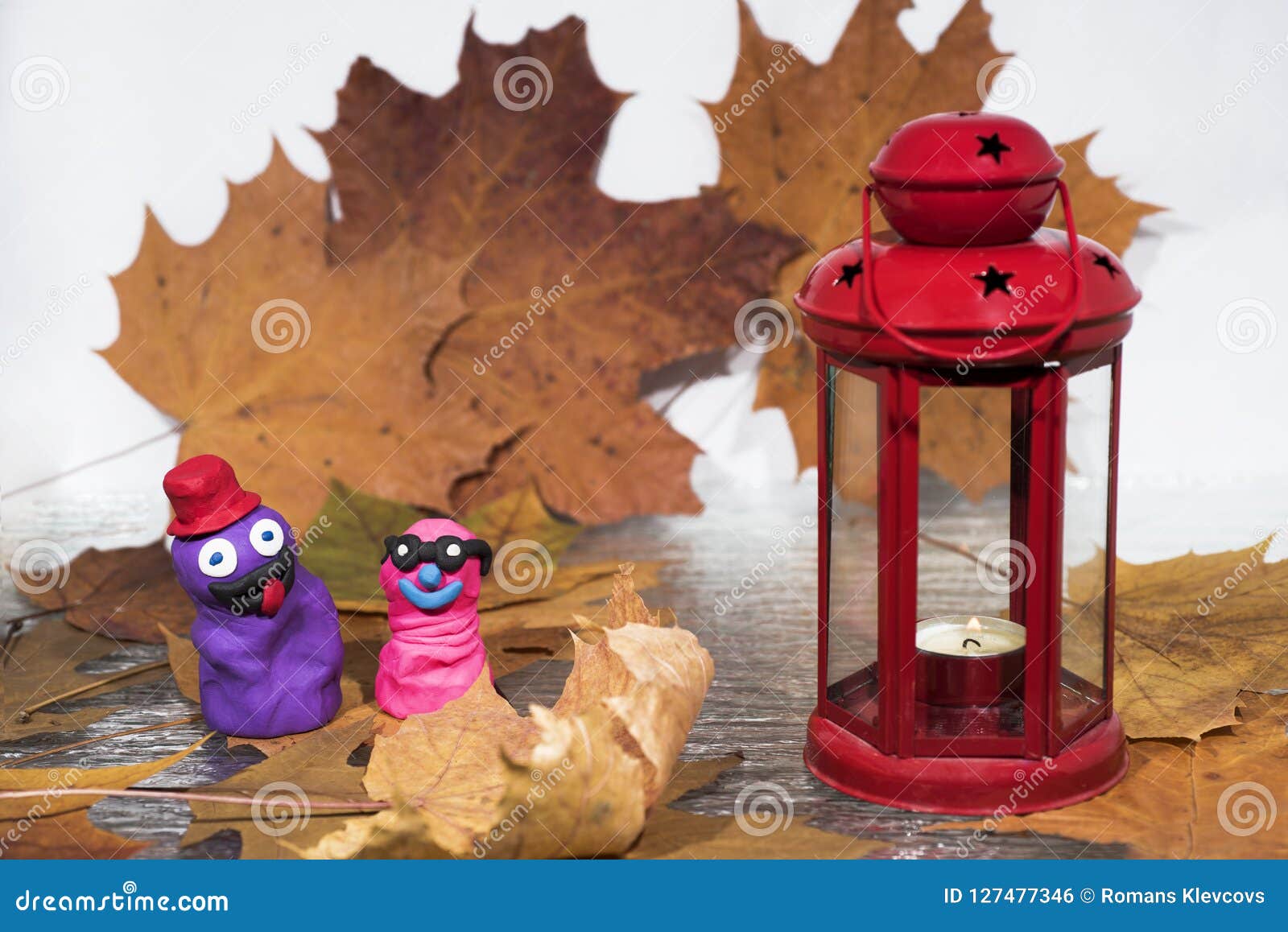 Small Funny Figures Made from Play Clay. Autumn Abstraction Stock Photo ...