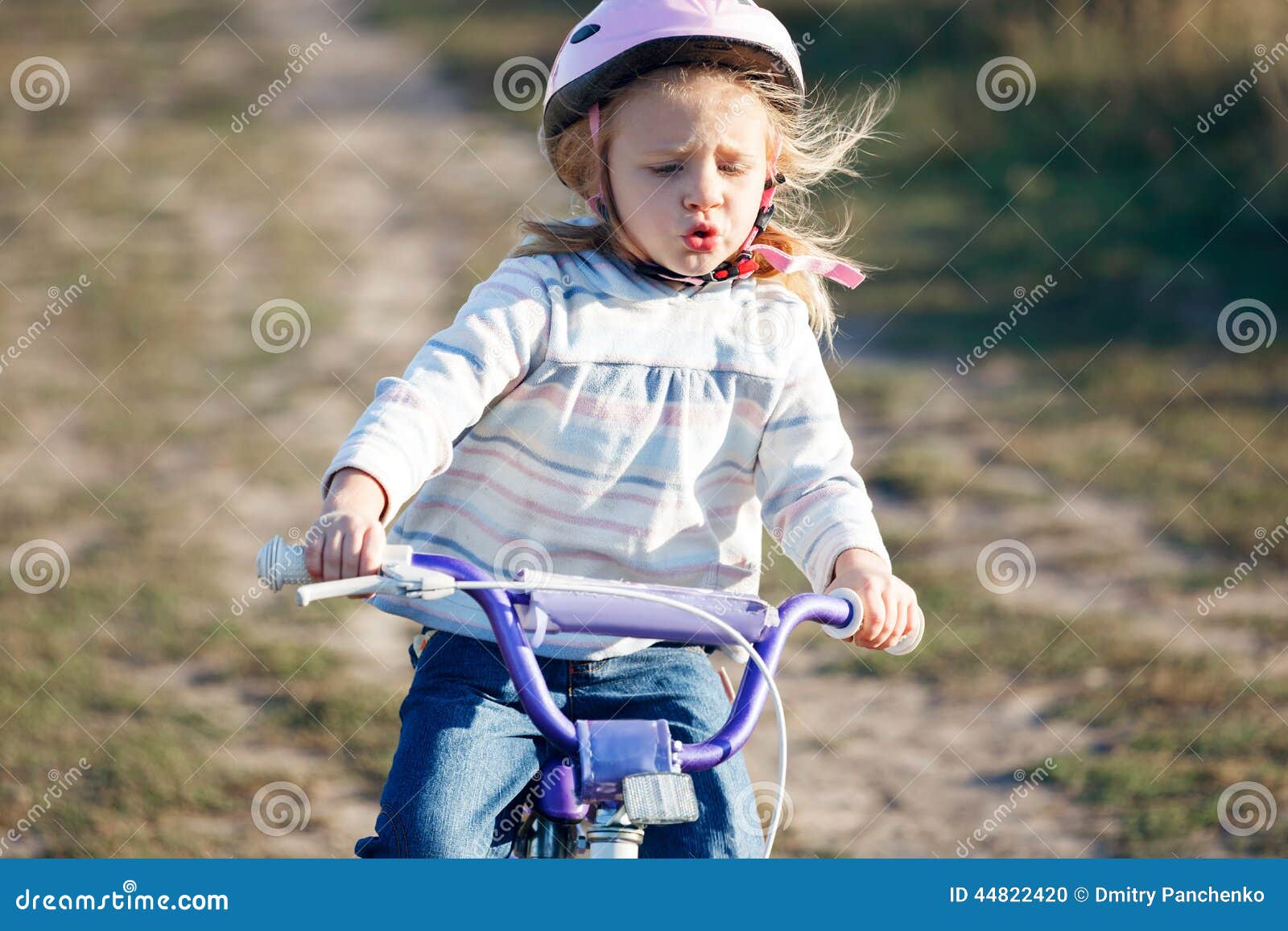 Small Funny Kid Riding Bike Stock Photo - Image of fall, active: 44822420