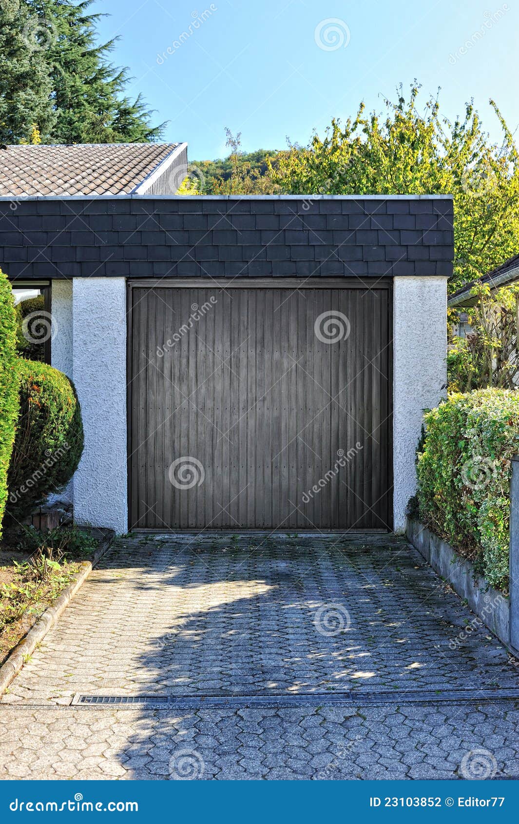 Small garage for one car stock photo. Image of urban - 23103852