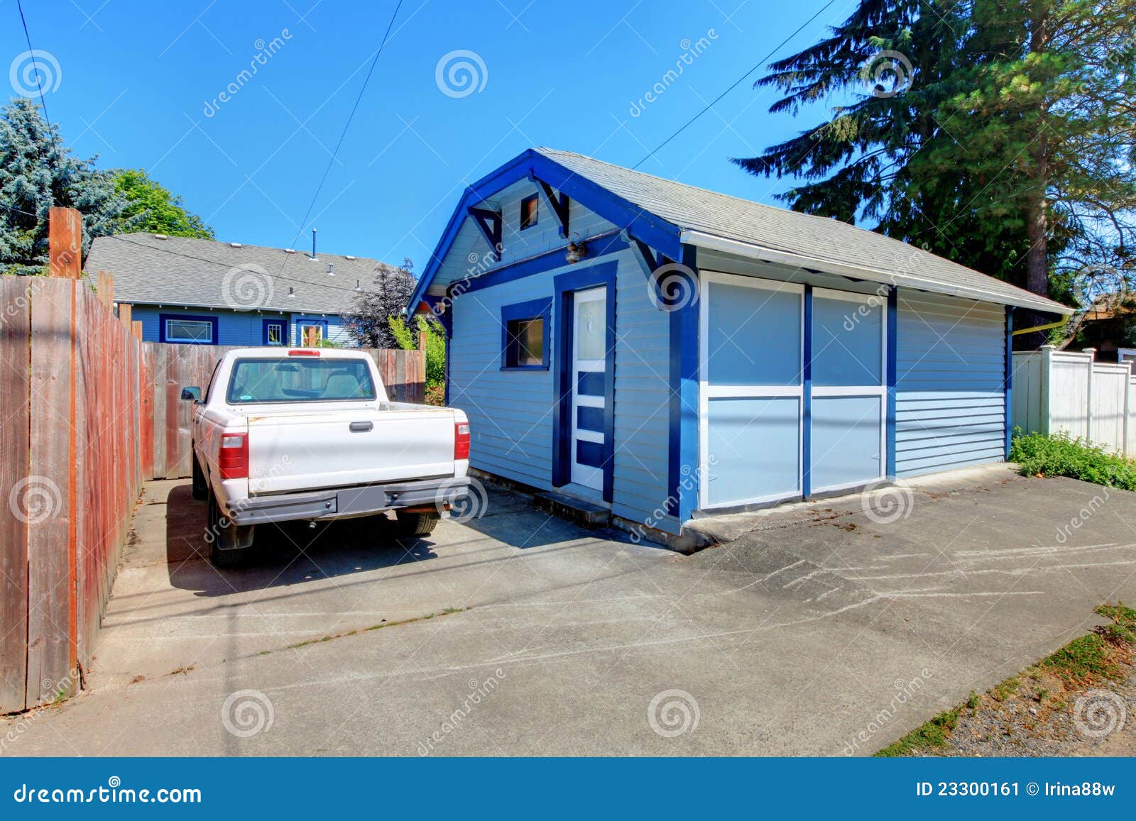 Small Garage with Truck and Fence Stock Image - Image of brown, estate ...