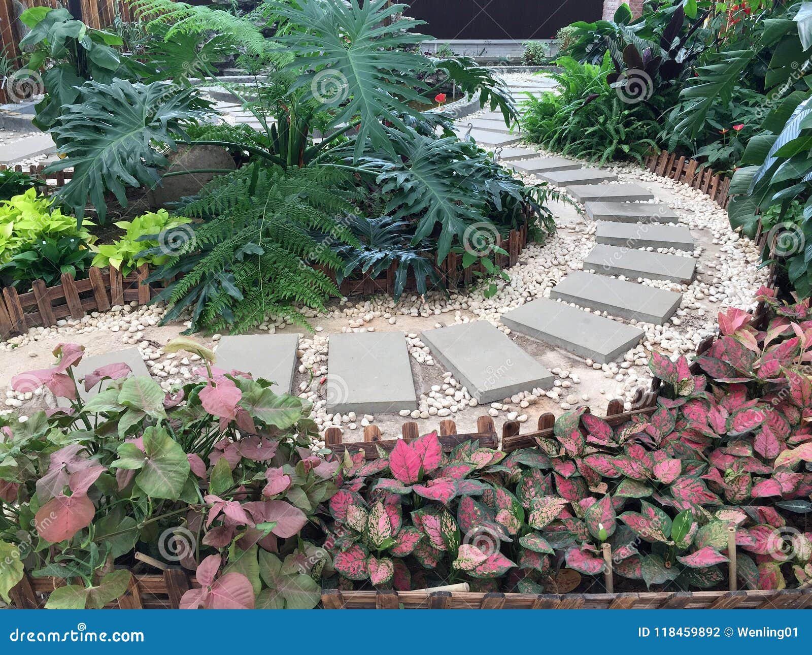 A Nice Small Garden Design in the Park Stock Photo - Image of base ...