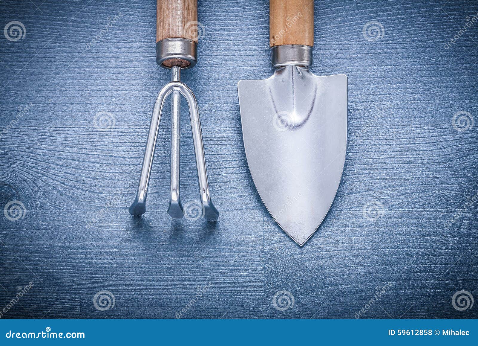 Small Garden Hand Tools Fork and Spade Stock Photo - Image of hardwood ...