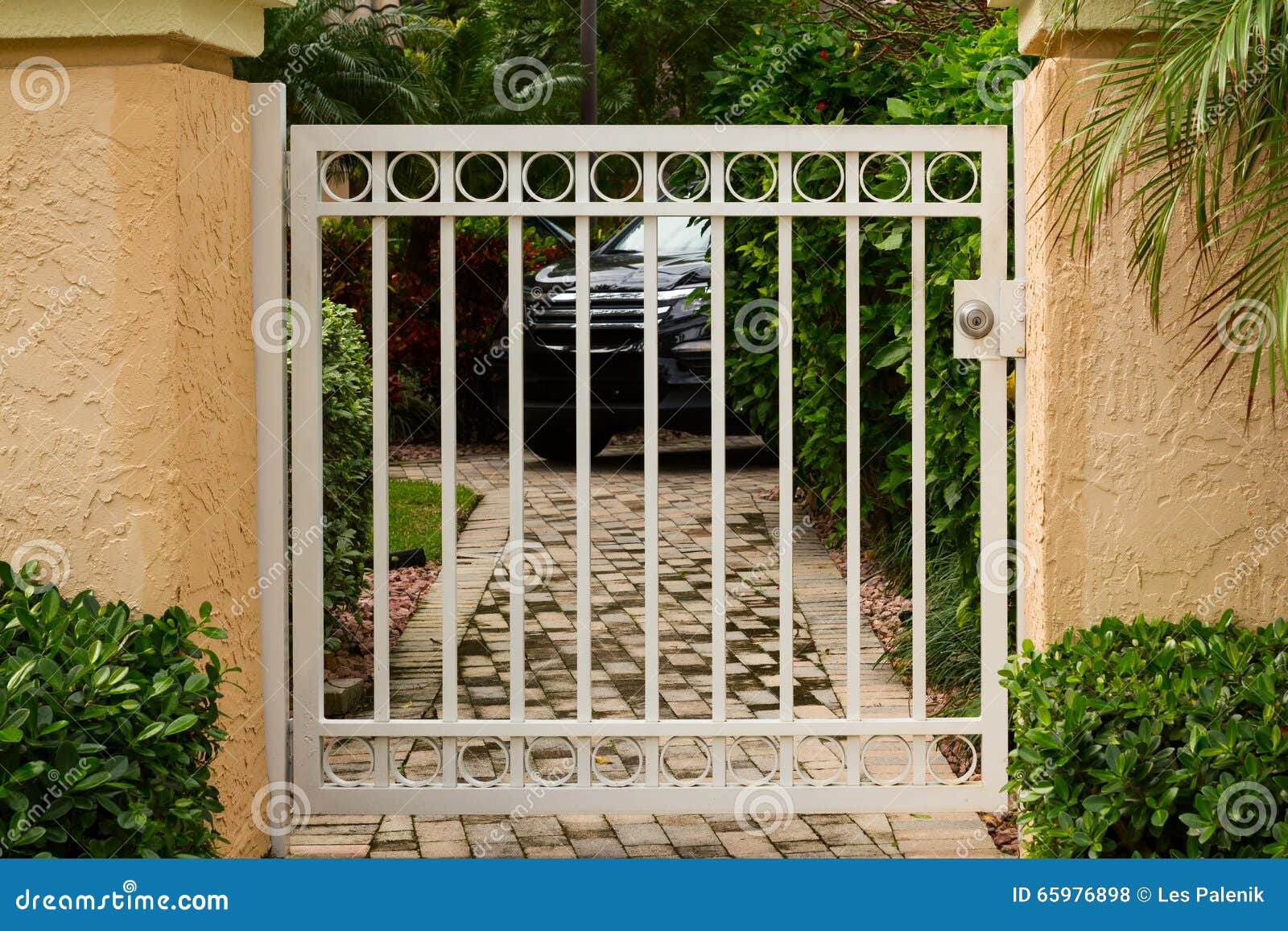 Small garden metal gate stock photo. Image of gate, pillars - 65976898