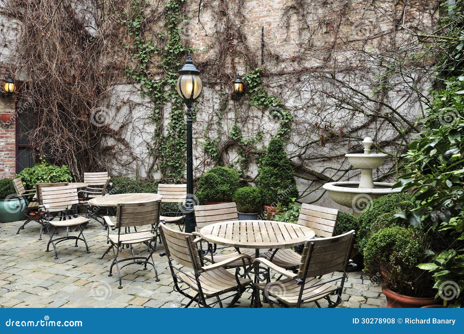 Garden Seating Group Garden Table Spring Scene Colourful Plant Country ...