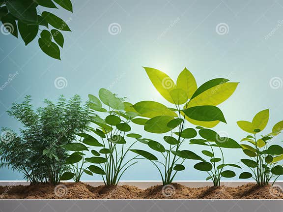 A Small Garden with Several Plants Growing in the Soil. Stock Photo ...