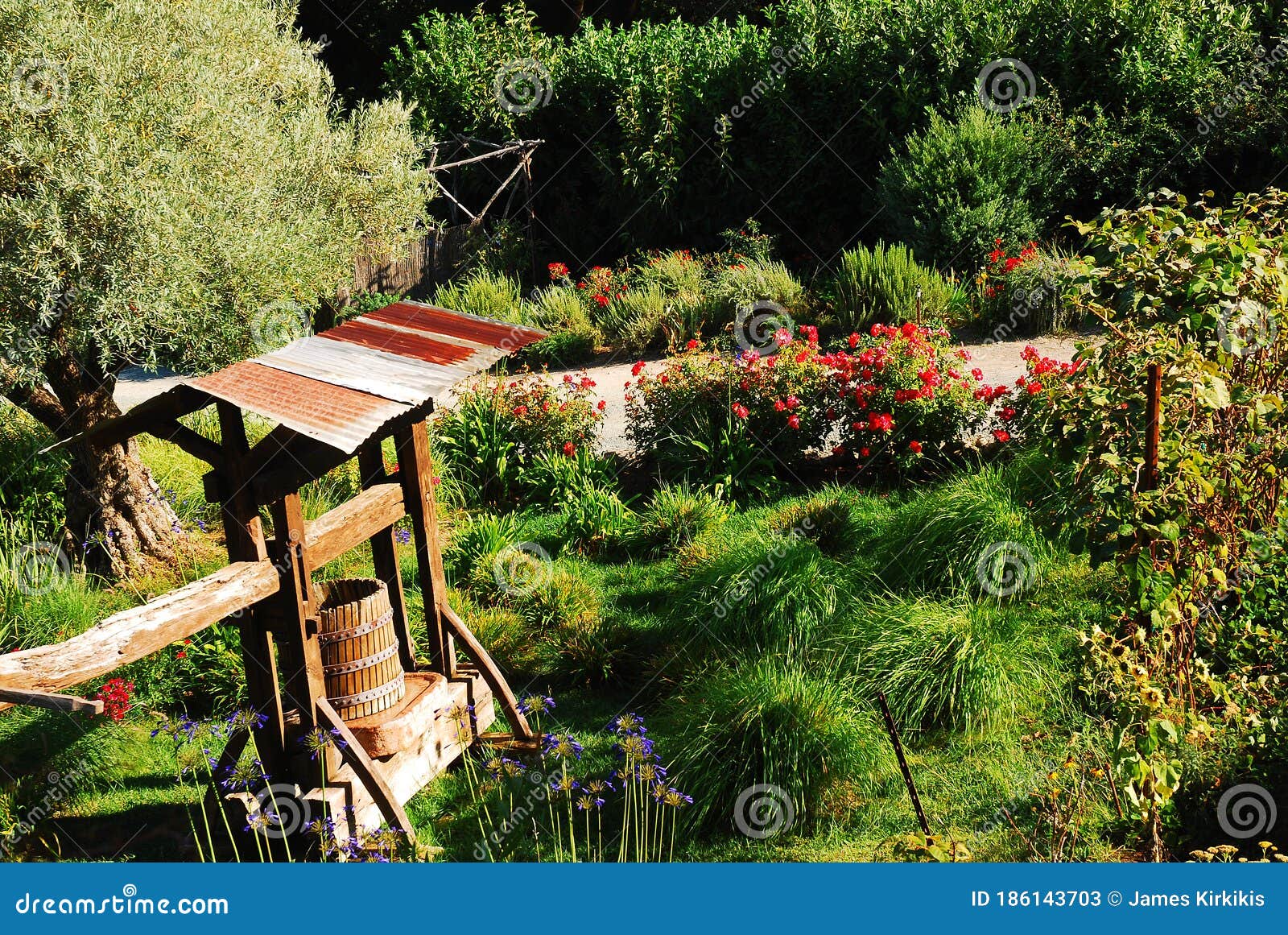 A Small Garden Surrounds a Rustic Water Well Editorial Stock Photo ...