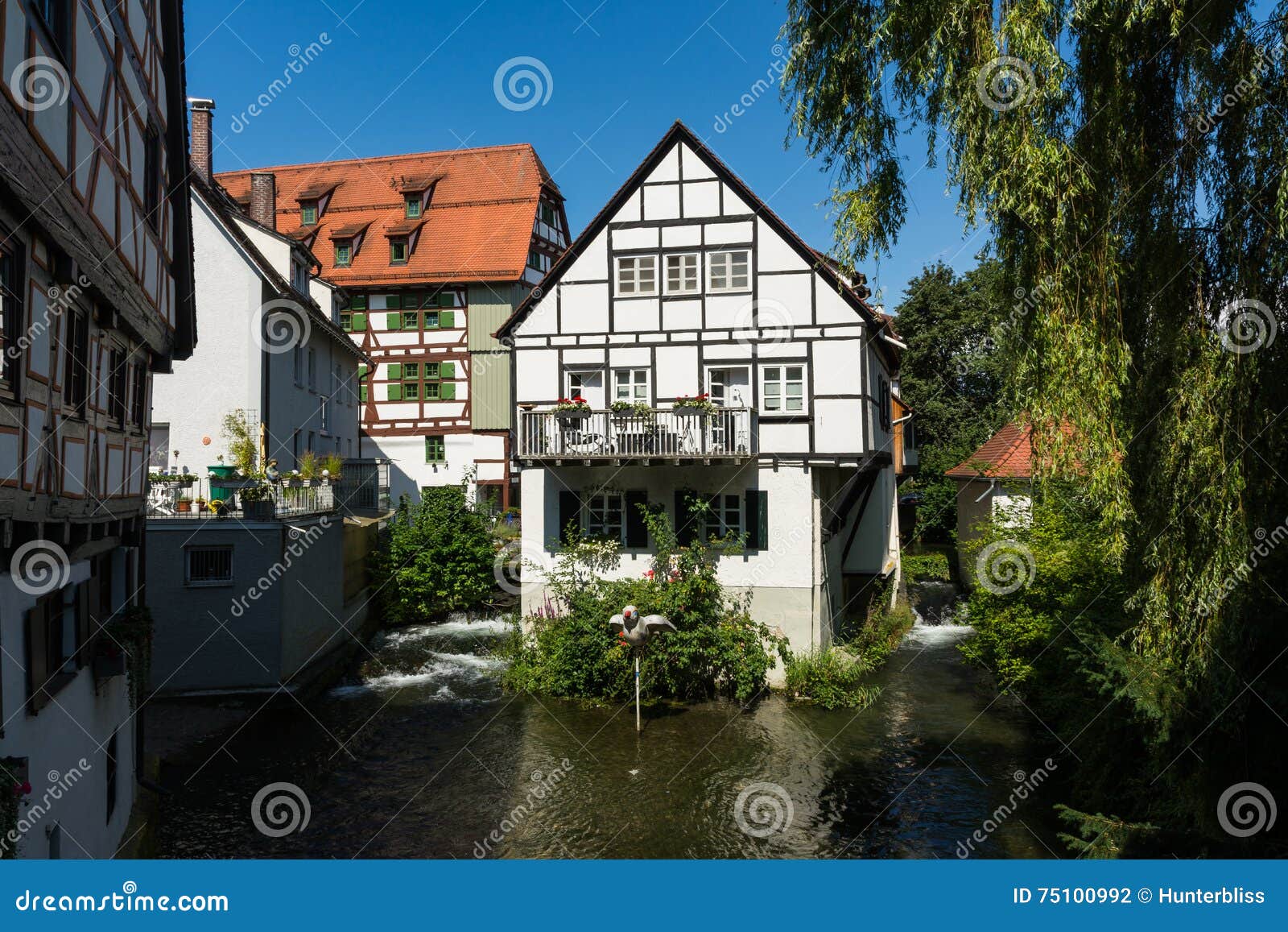 Small German Cottage Balcony on River in Ulm Stock Photo - Image of ...