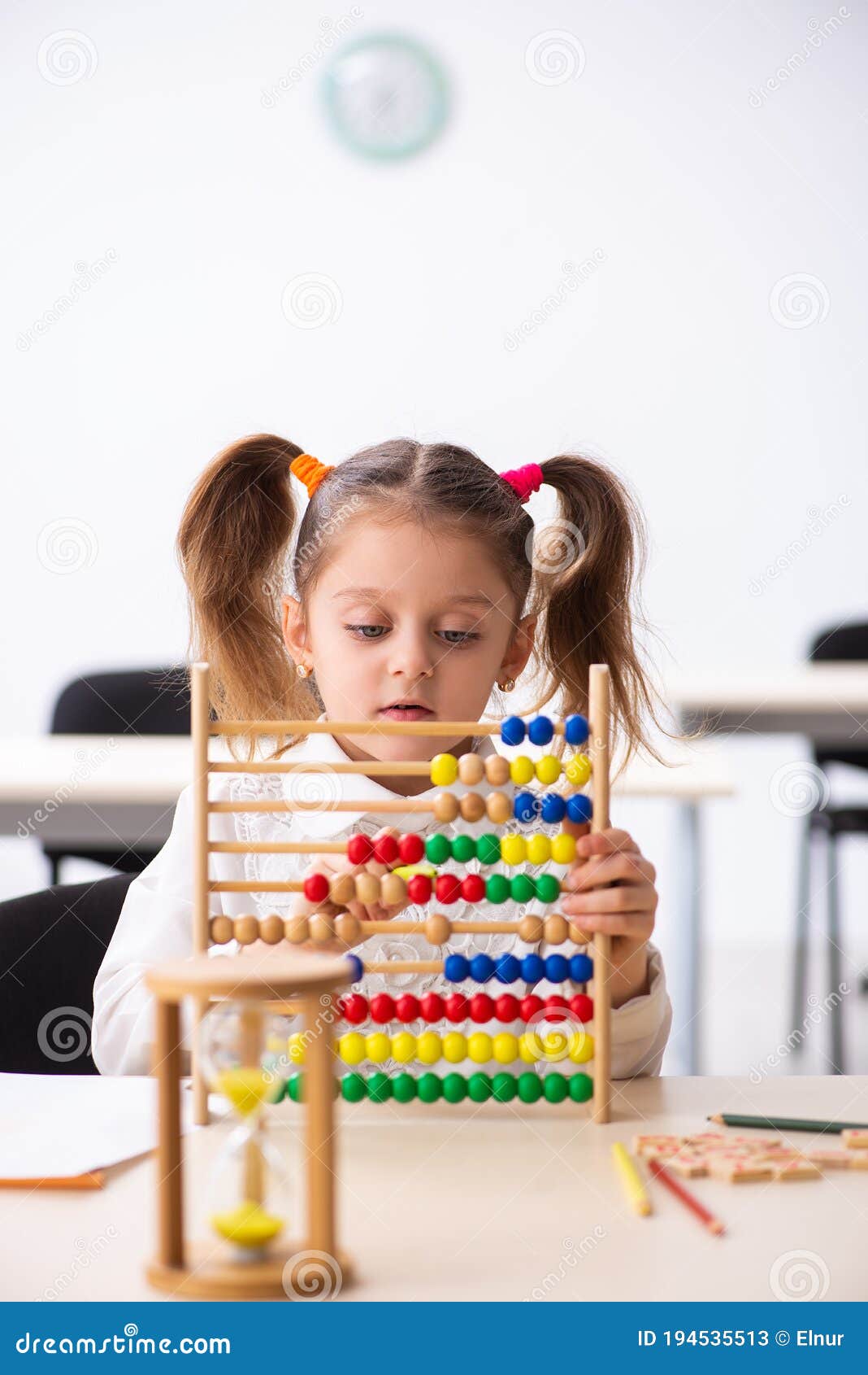 Small Girl with Abacus in the Classroom Stock Image - Image of ...