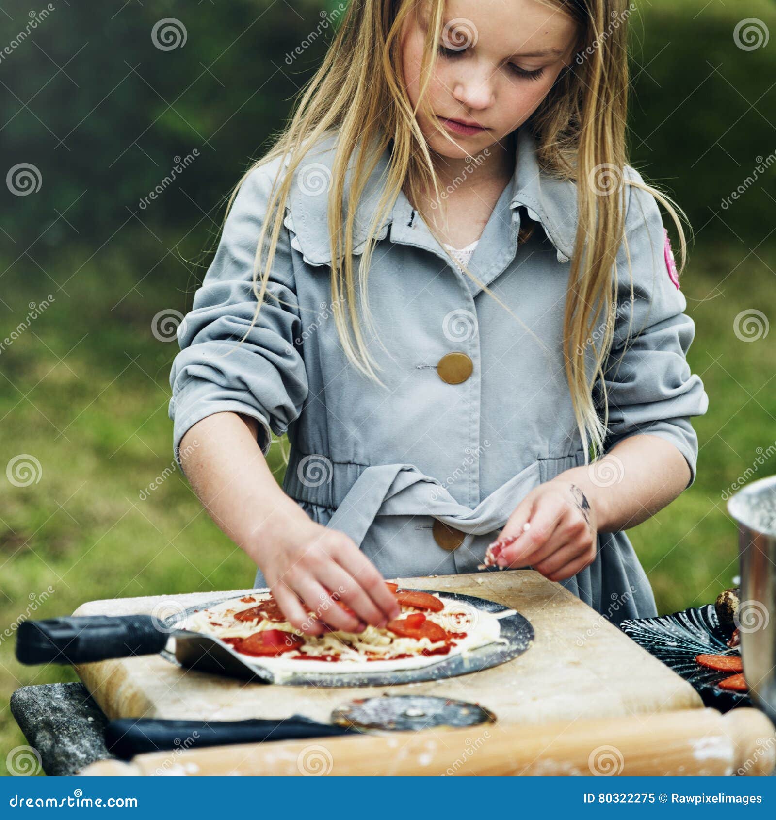 Small Girl Cooking Pizza Concept Stock Image - Image of dinner, cute ...