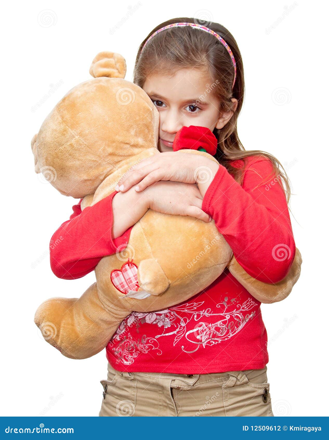 Small Girl Hugging a Teddy Bear Stock Photo - Image of joyful, daughter ...