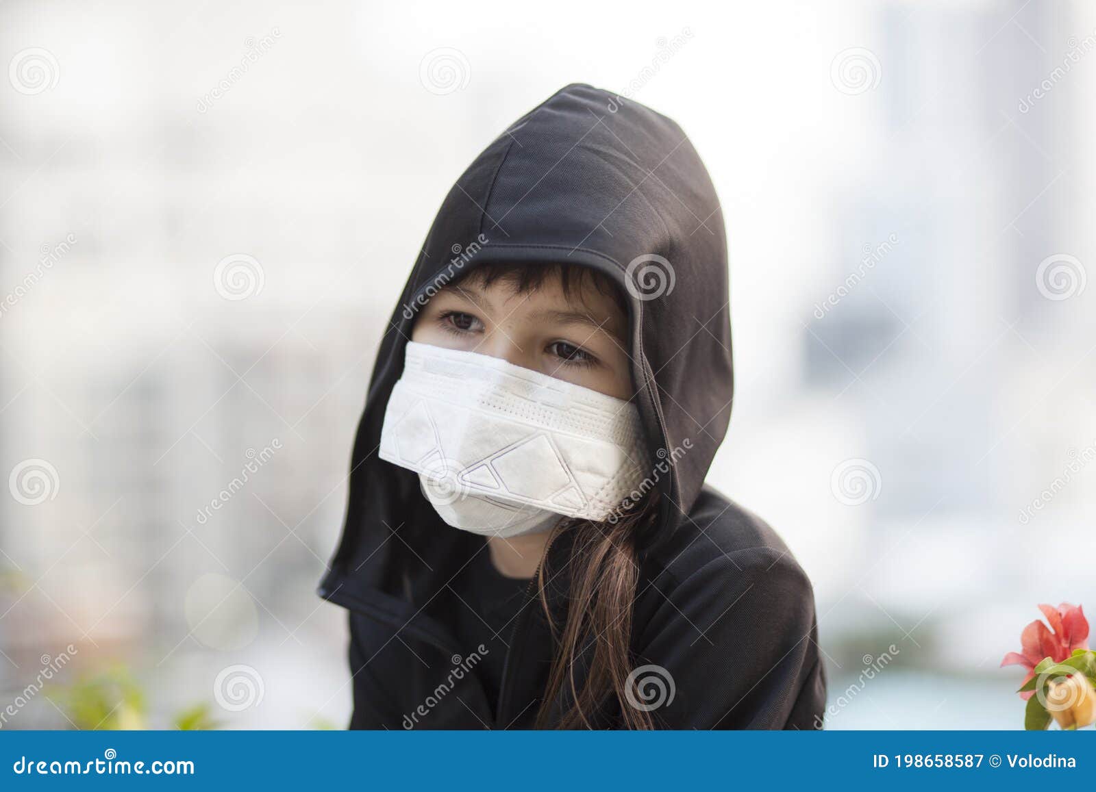 Small girl with mask stock image. Image of care, beijing - 198658587