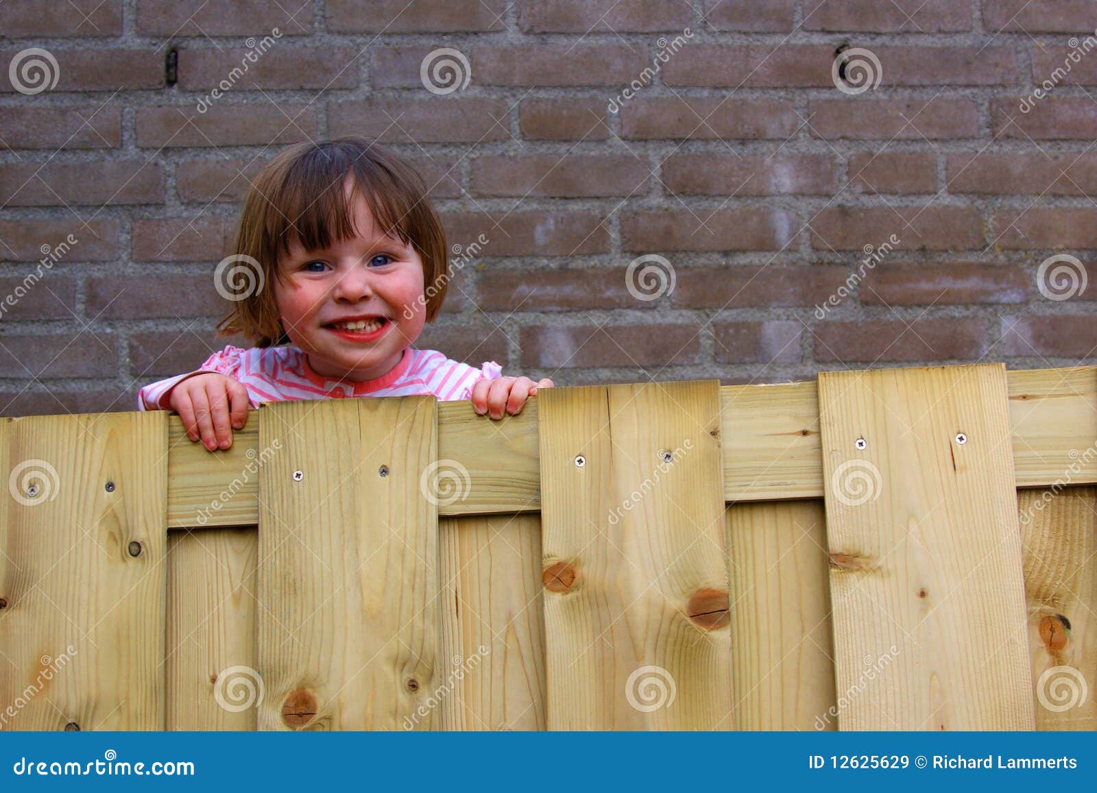 Small Girl Peeking Over the Fence Stock Image - Image of peeking ...