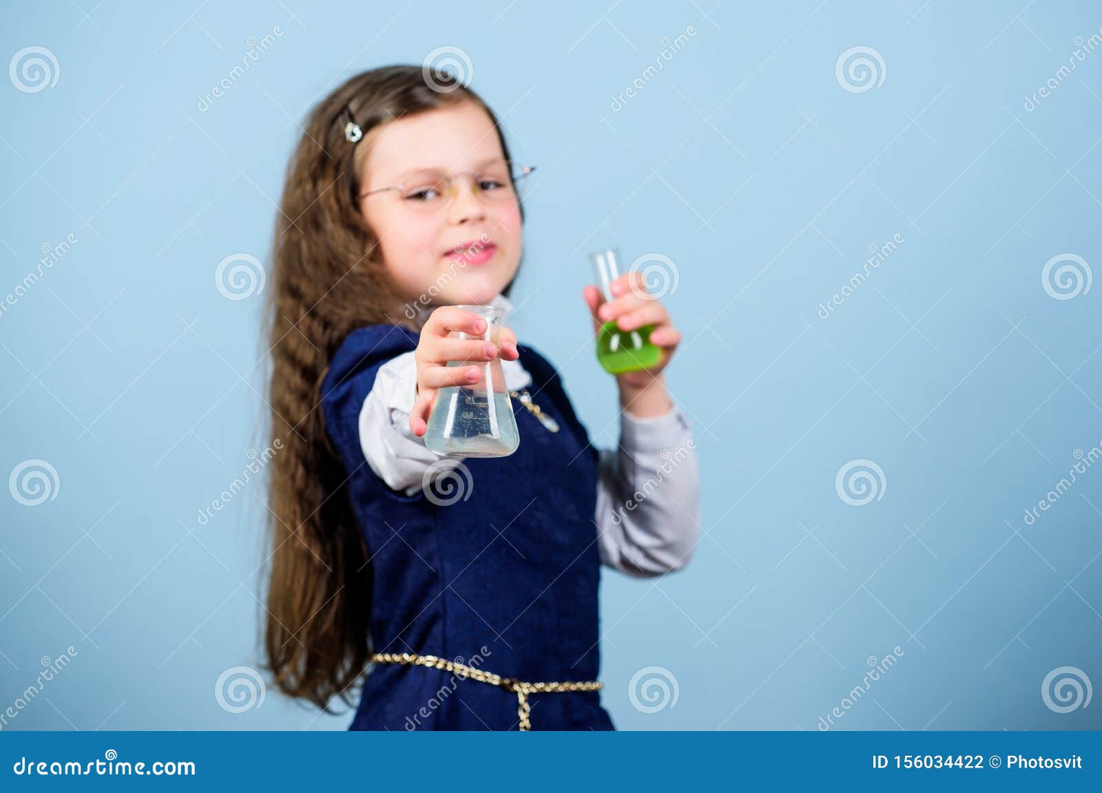 Small Girl Scientist with Testing Flask. Back To School. Science ...