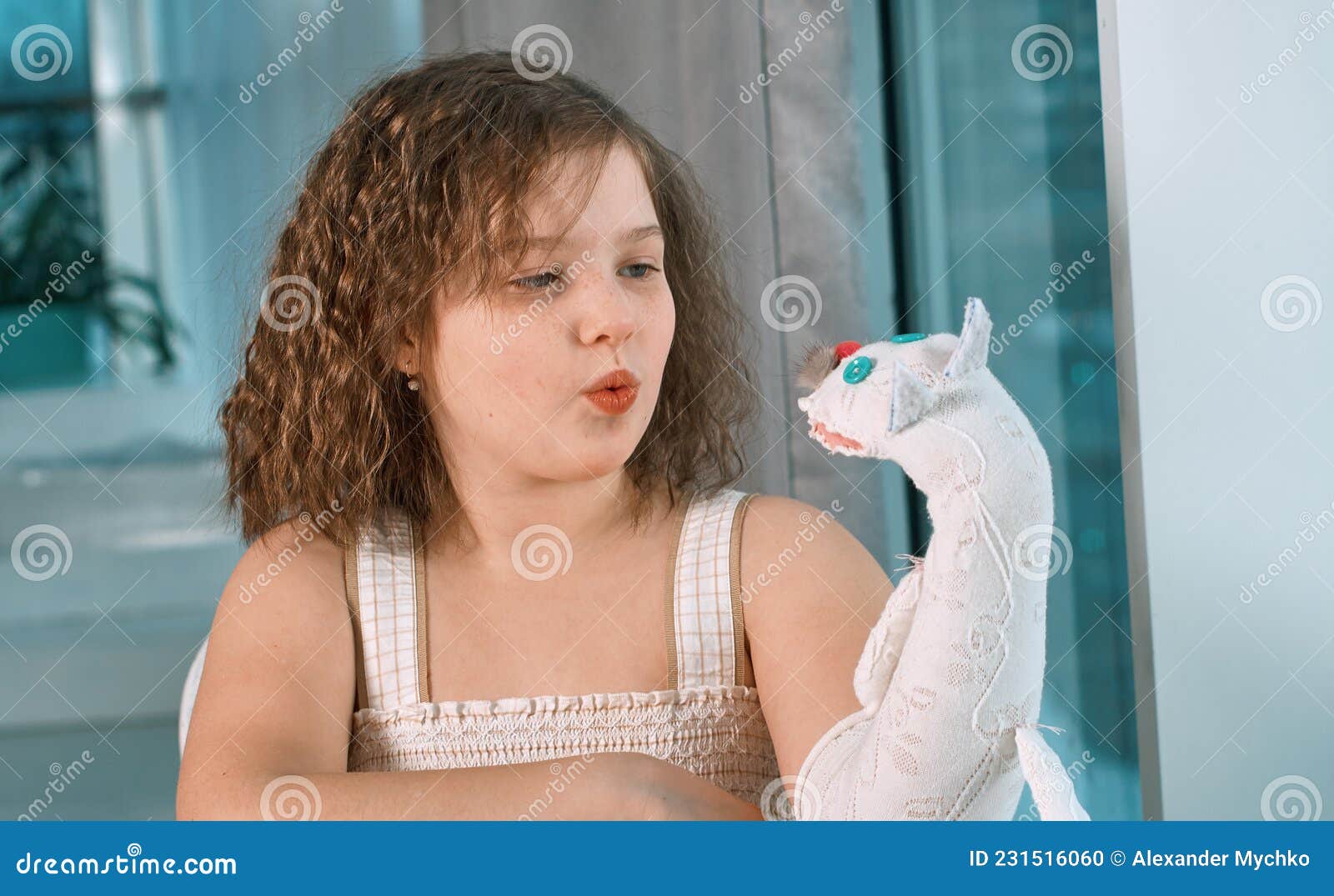 Small Girls with Hand Puppets Stock Photo - Image of smile, fairytale ...