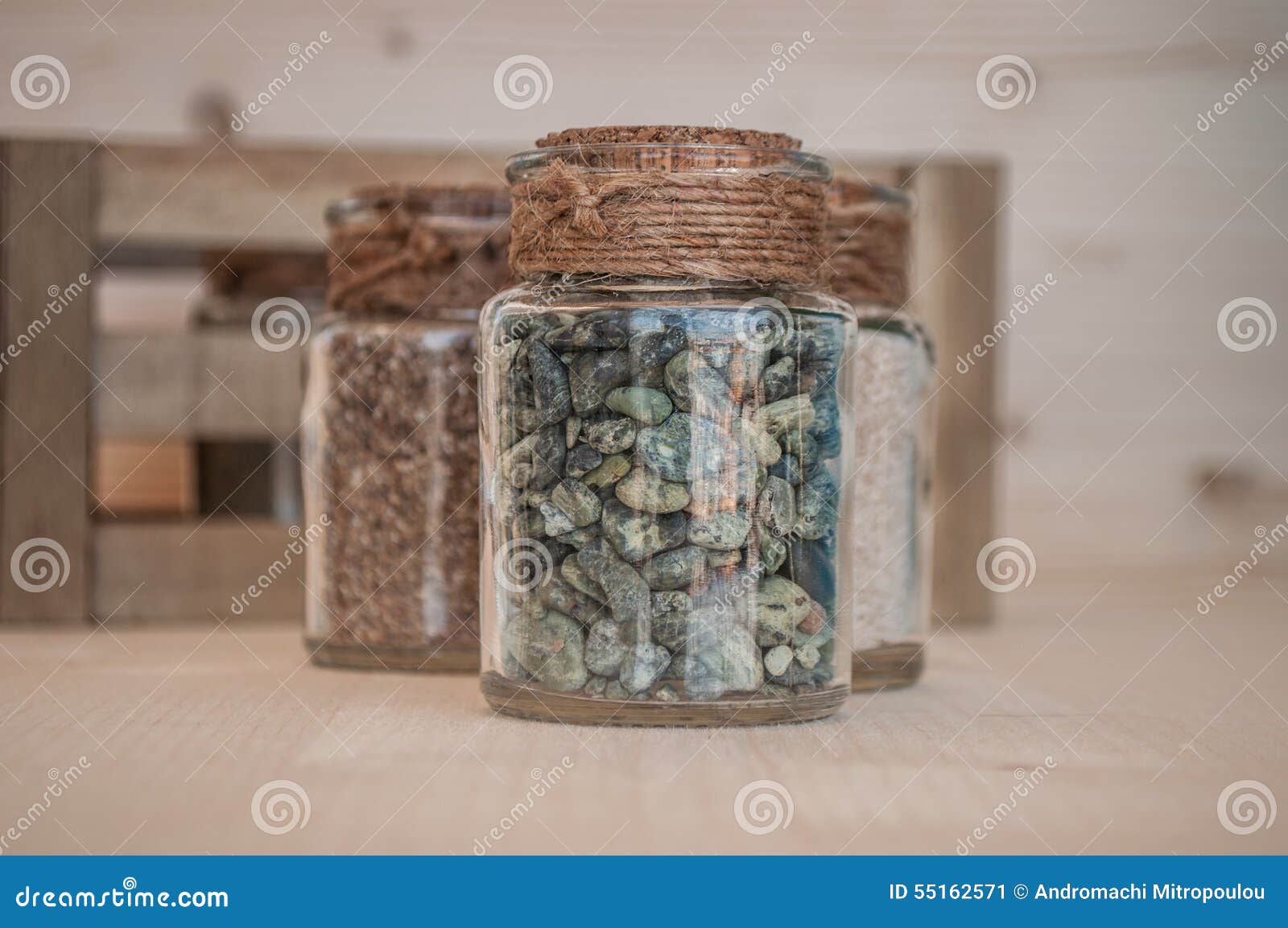 Small Glass Bottles with Sand and Rocks Stock Image - Image of bottle ...
