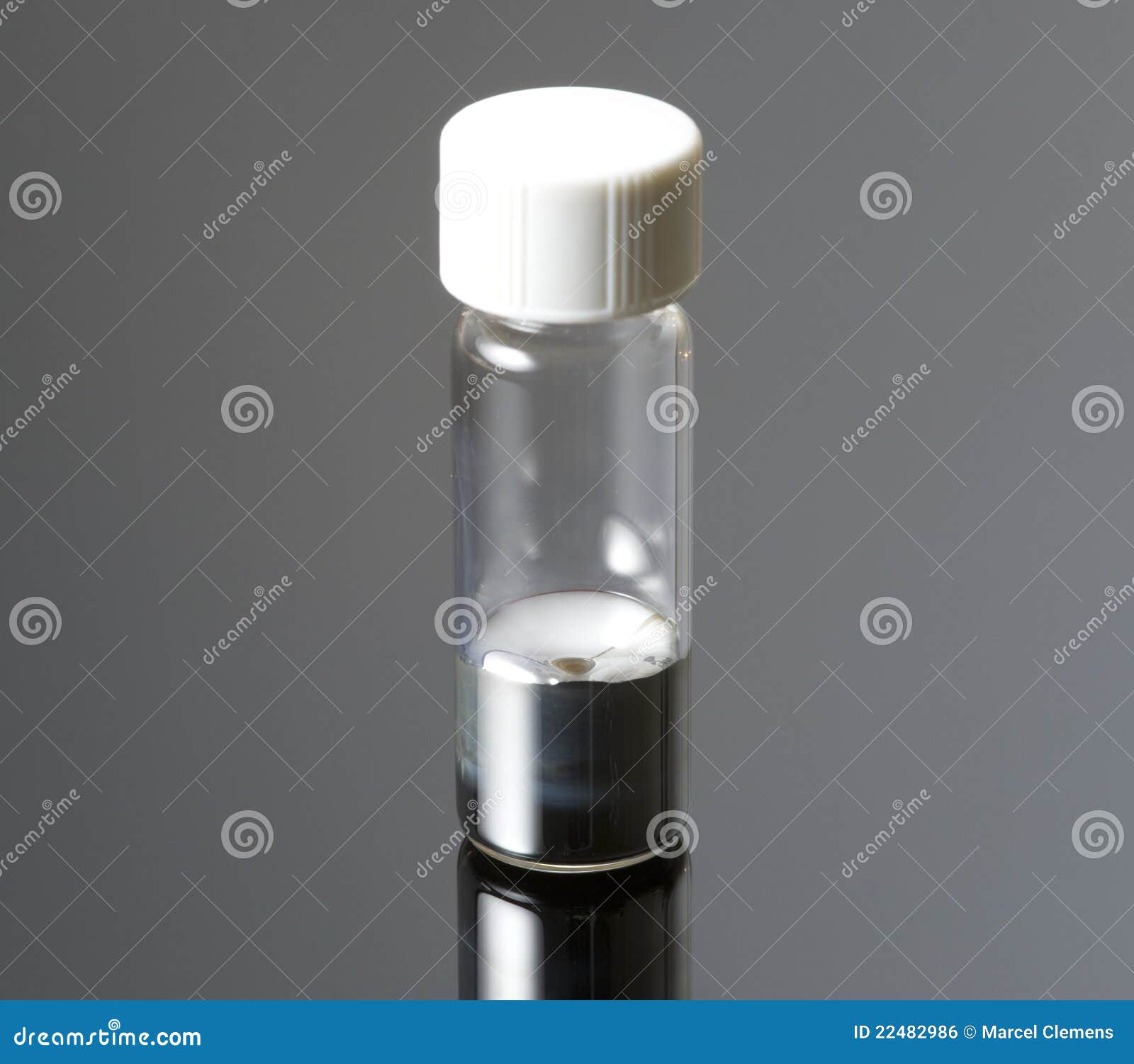 A Small Glass Container Containing Mercury. Stock Photo - Image of ...