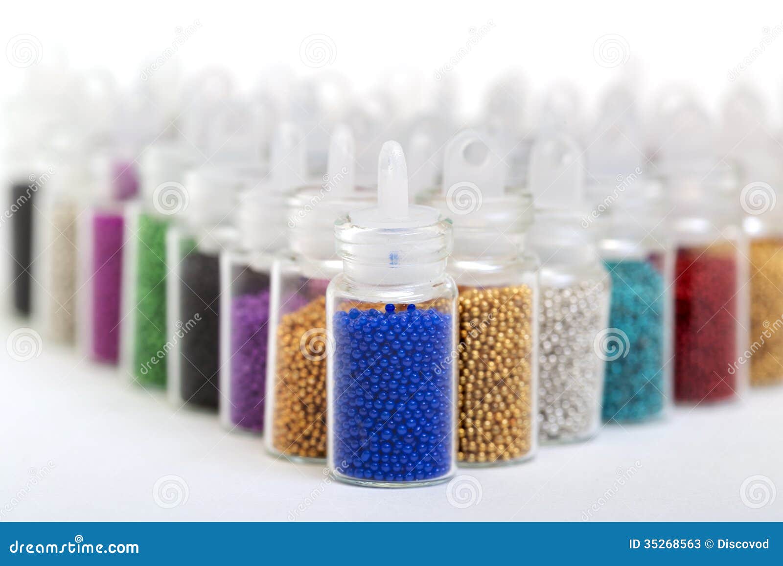 Small Glass Jars Filled with Balls of Bead Stock Image - Image of pearl ...