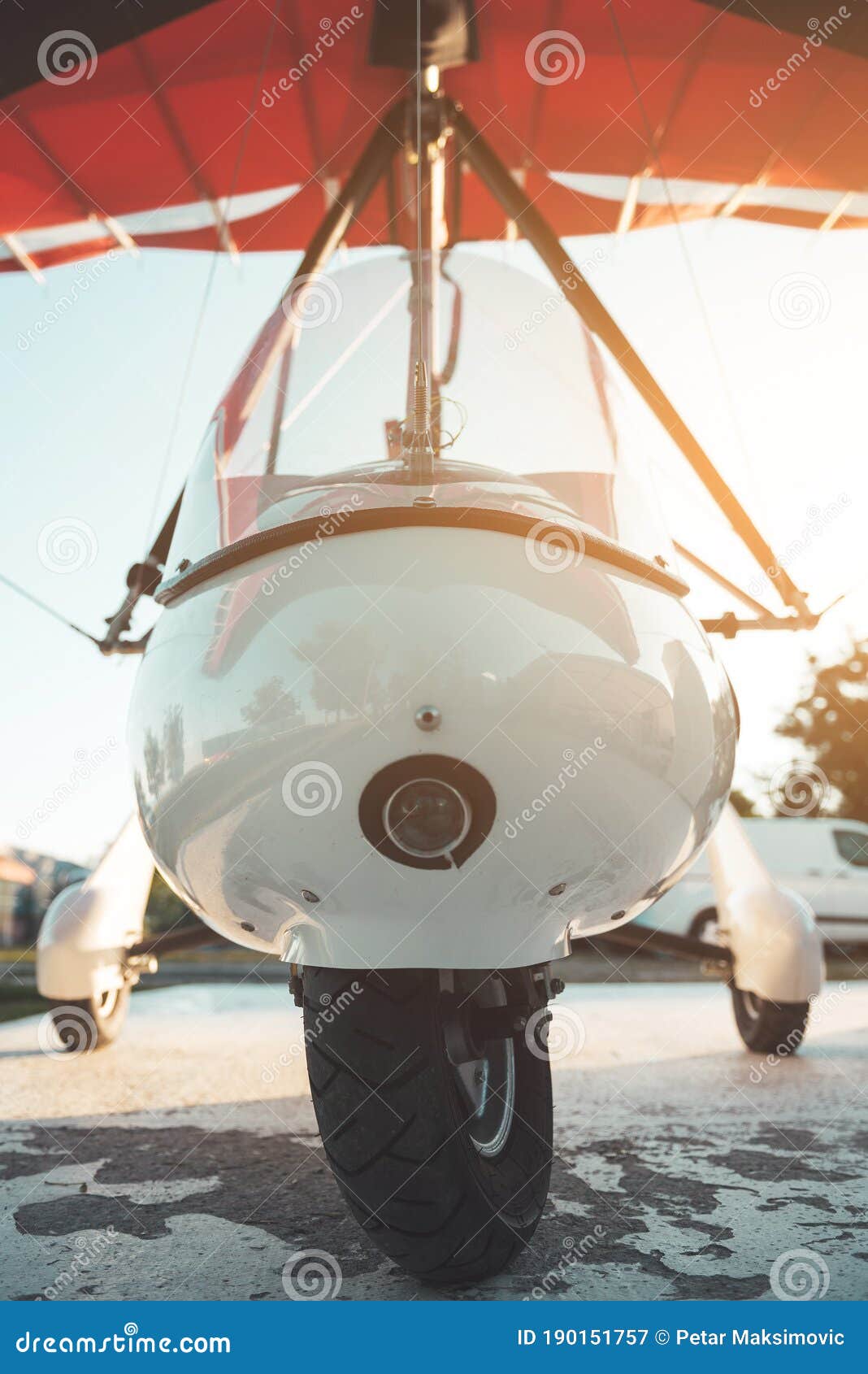Small Glider Plane Parked Close Up Frontal View Stock Image - Image of ...