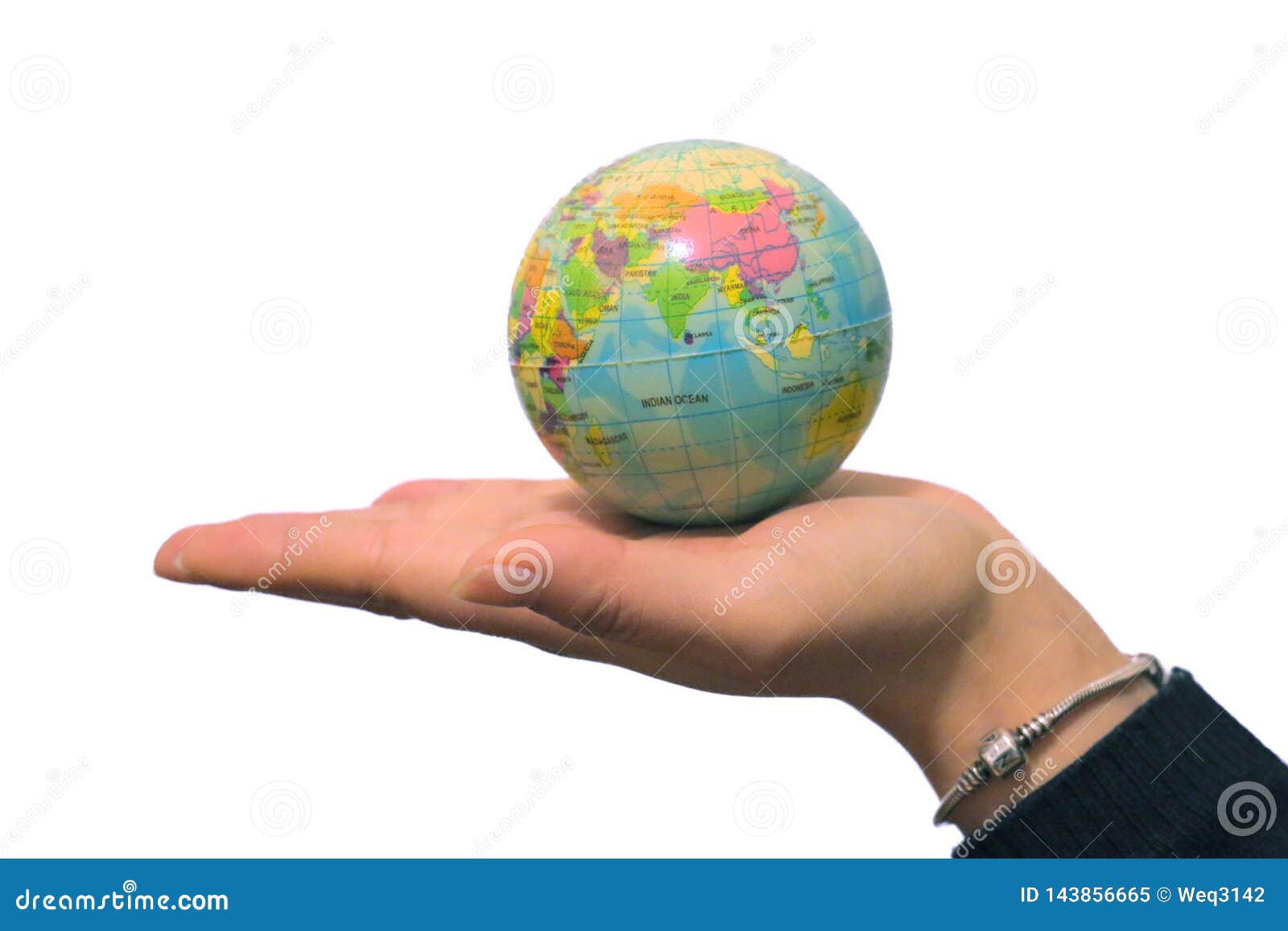 A Small Globe Placed on the Hand, Stock Image - Image of white ...