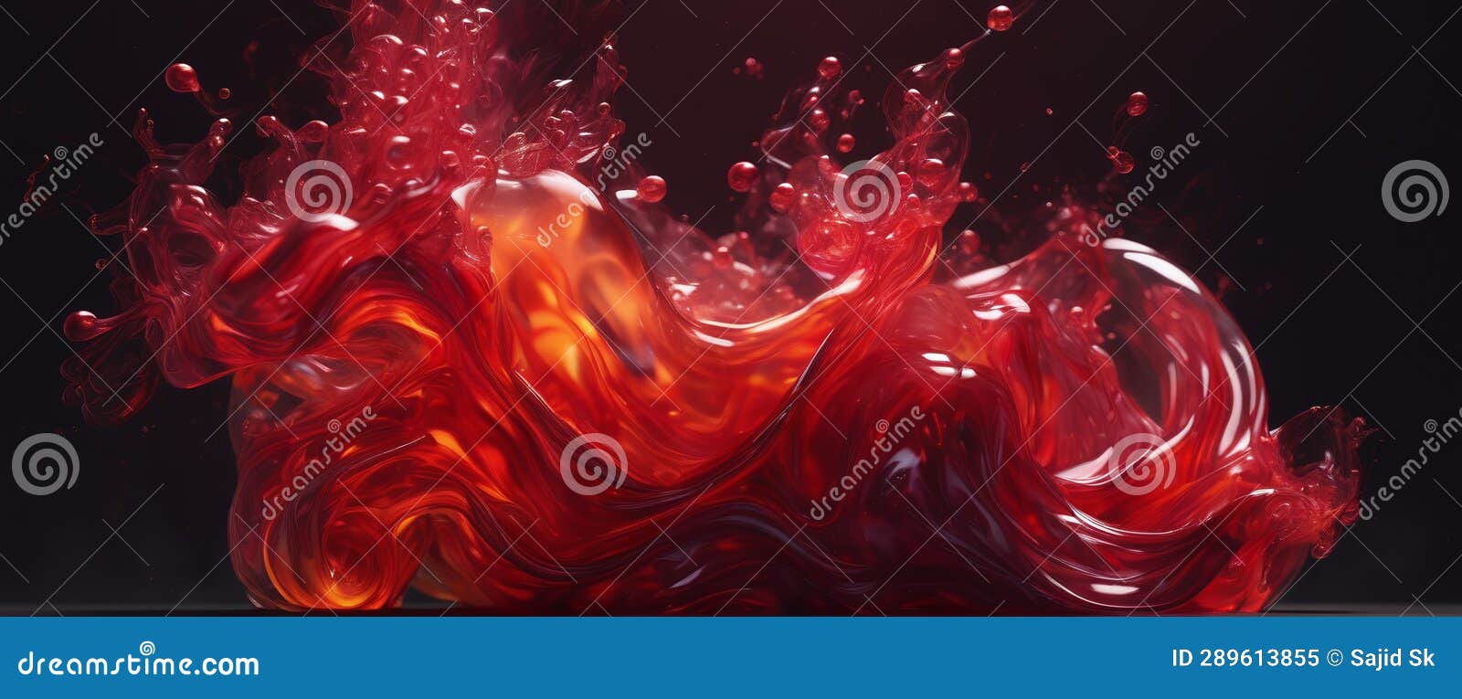 Small Glowing Red Water Drops. Coloring Water Splash with Black ...
