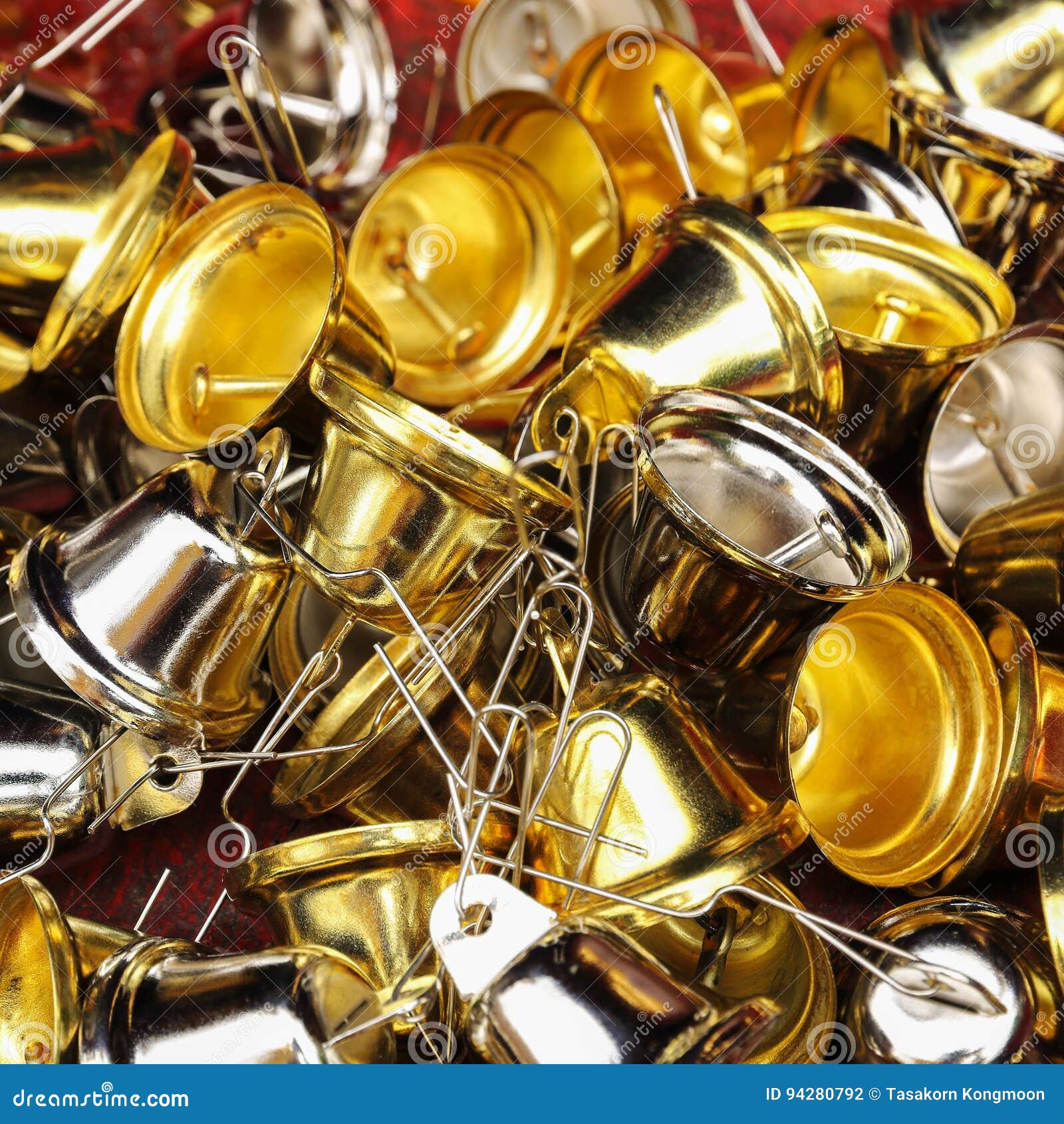 Small Gold and Silver Bells Stock Photo - Image of christmas, bright ...