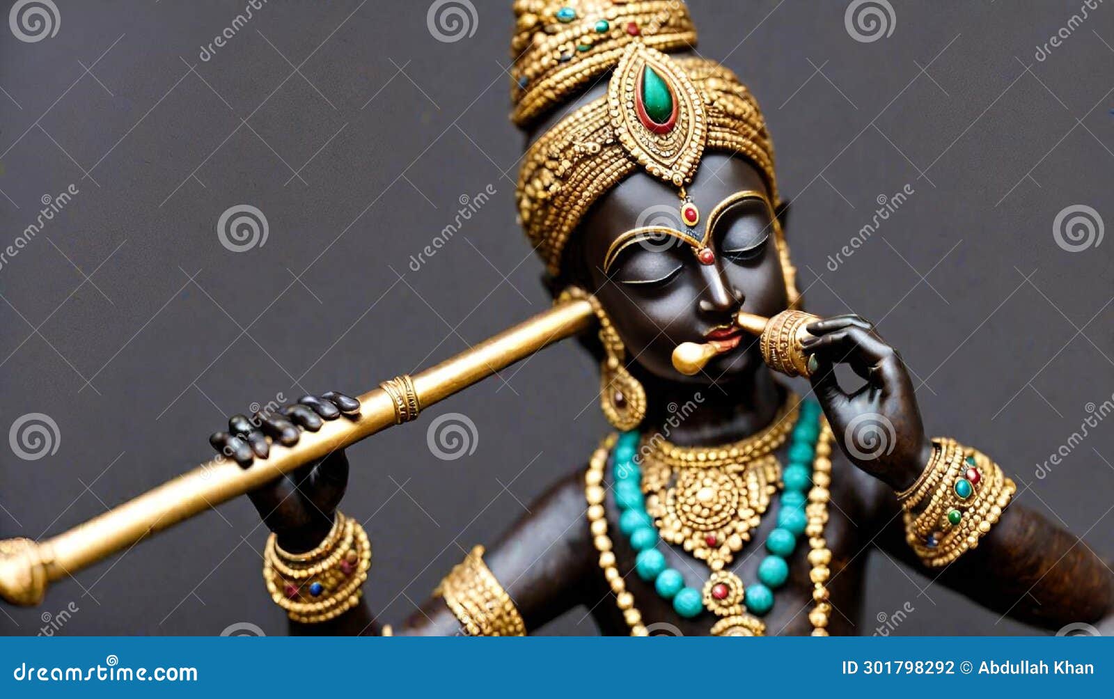 Small Gold Statue of Krishna, at a Hare Krishna Stock Photo - Image of ...