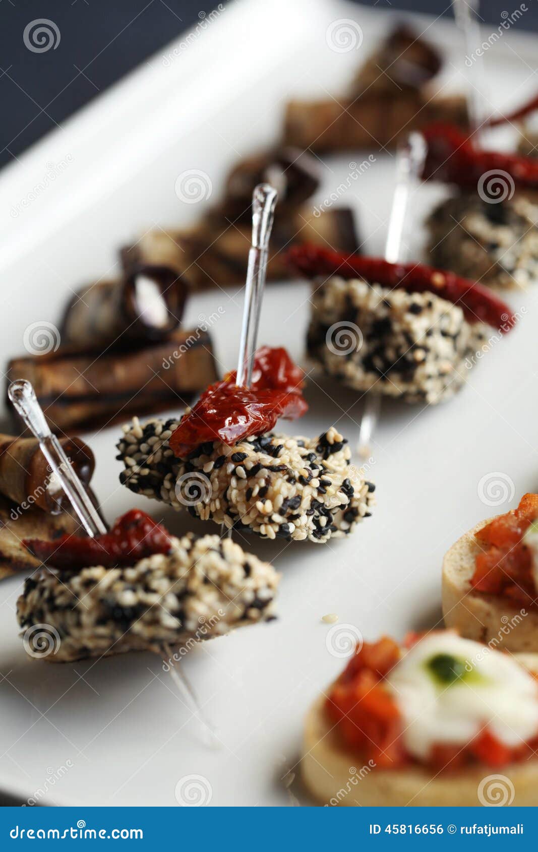 Small Gourmet Snacks on a Plate Stock Photo - Image of buffet ...