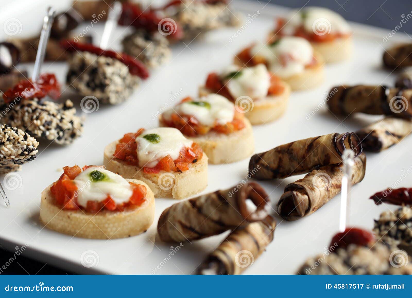 Small Gourmet Snacks on a Plate Stock Image - Image of canape ...