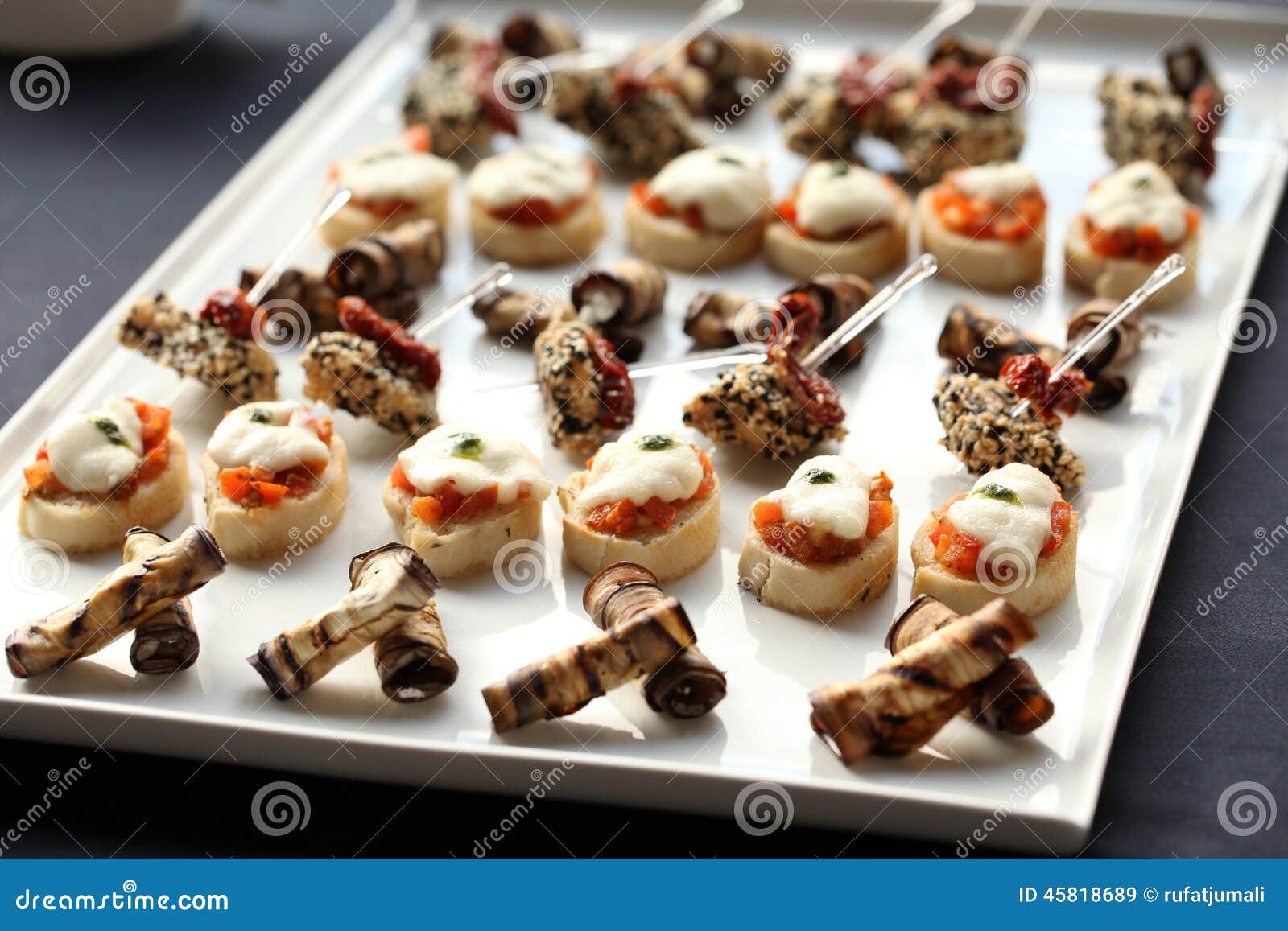 Small Gourmet Snacks on a Plate Stock Image - Image of canape, mini ...