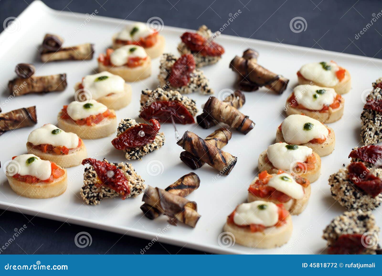 Small Gourmet Snacks on a Plate Stock Photo - Image of cooking ...