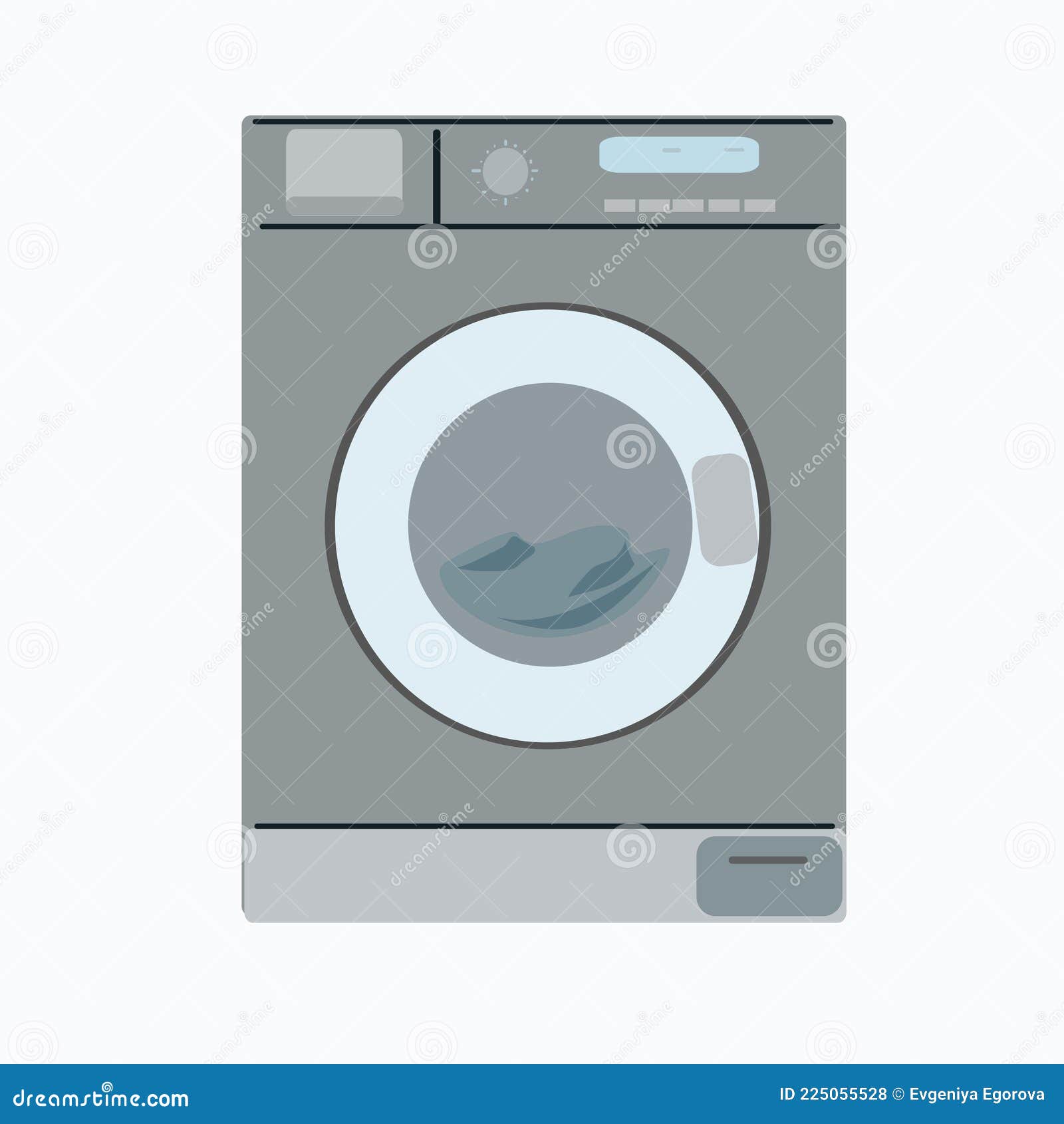 A Small Gray Washing Machine. Stock Vector - Illustration of water ...