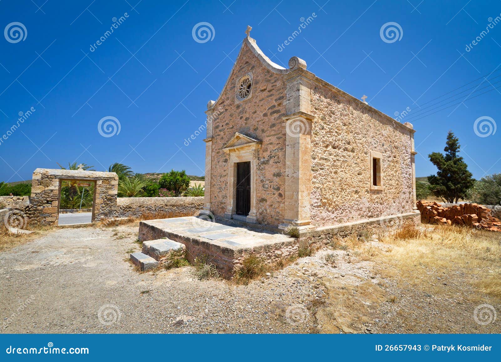 Small Greek Church at Moni Toplou Monastery Stock Image - Image of ...
